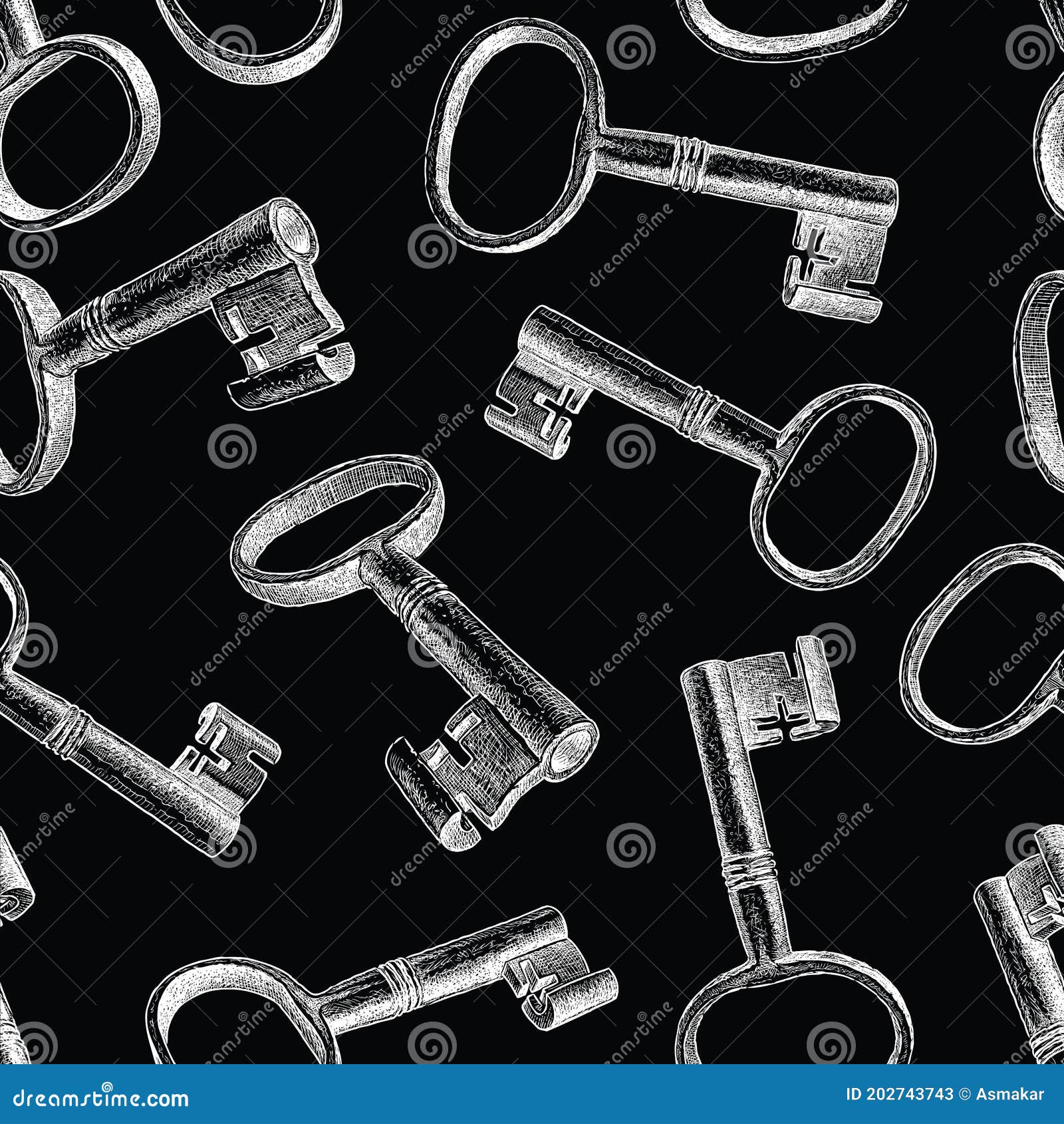 Set Of Metal Keys Pattern Vector Illustration | CartoonDealer.com ...