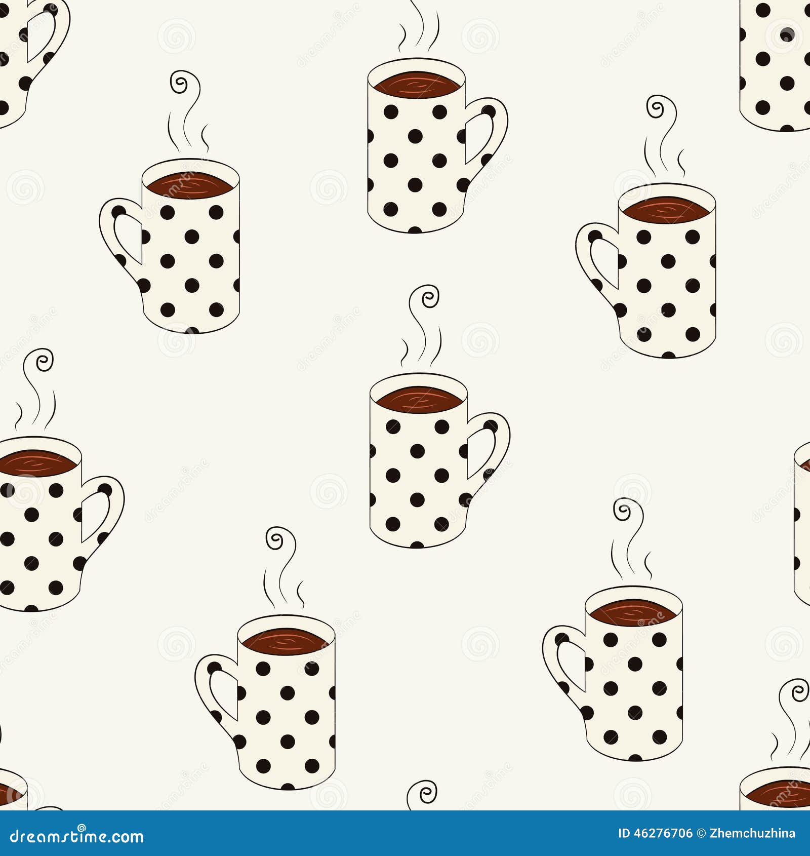 Seamless Pattern with Sketching Dotted Cups Stock Vector - Illustration ...