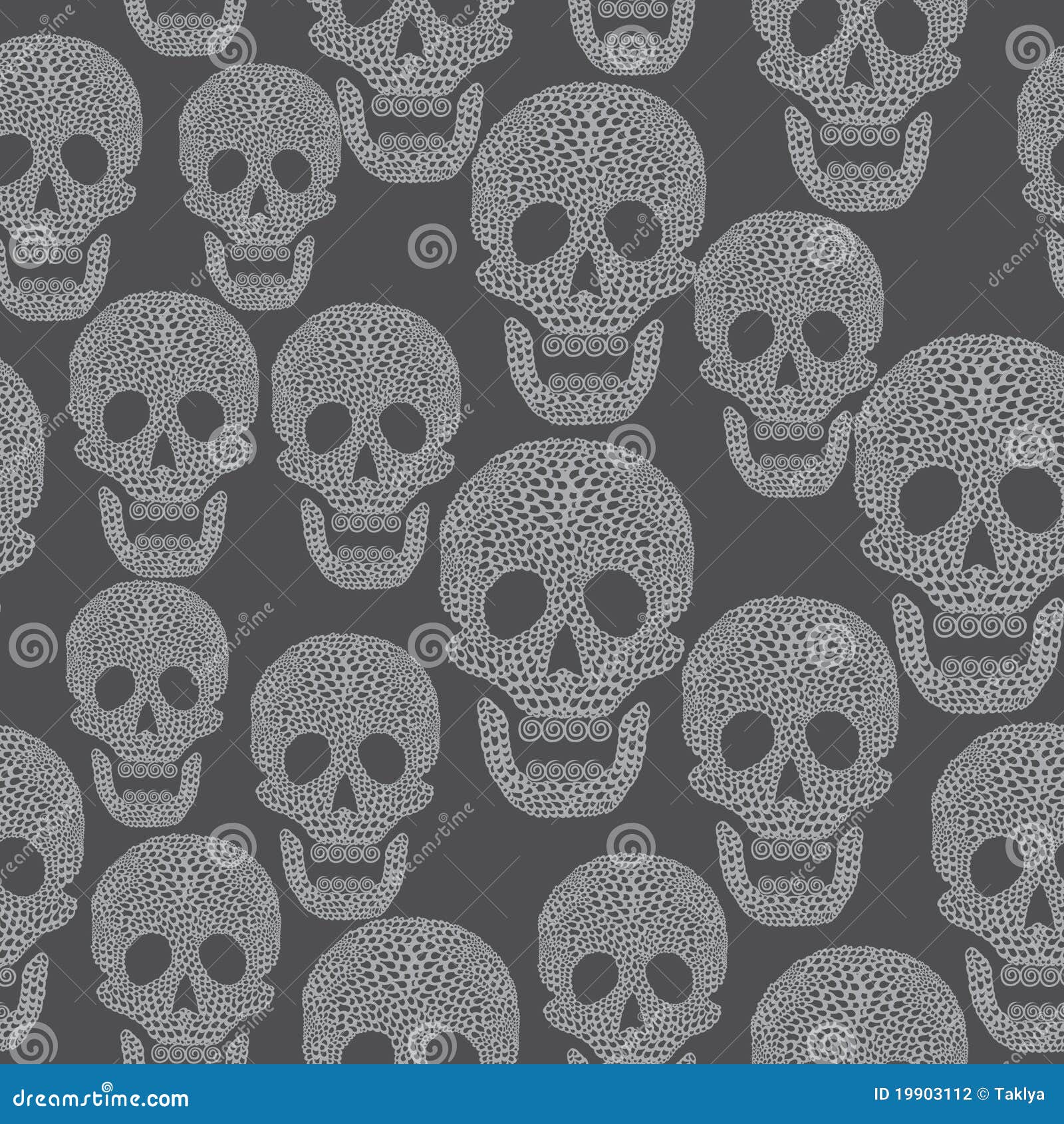 Seamless Pattern with Skull Stock Illustration - Illustration of black ...