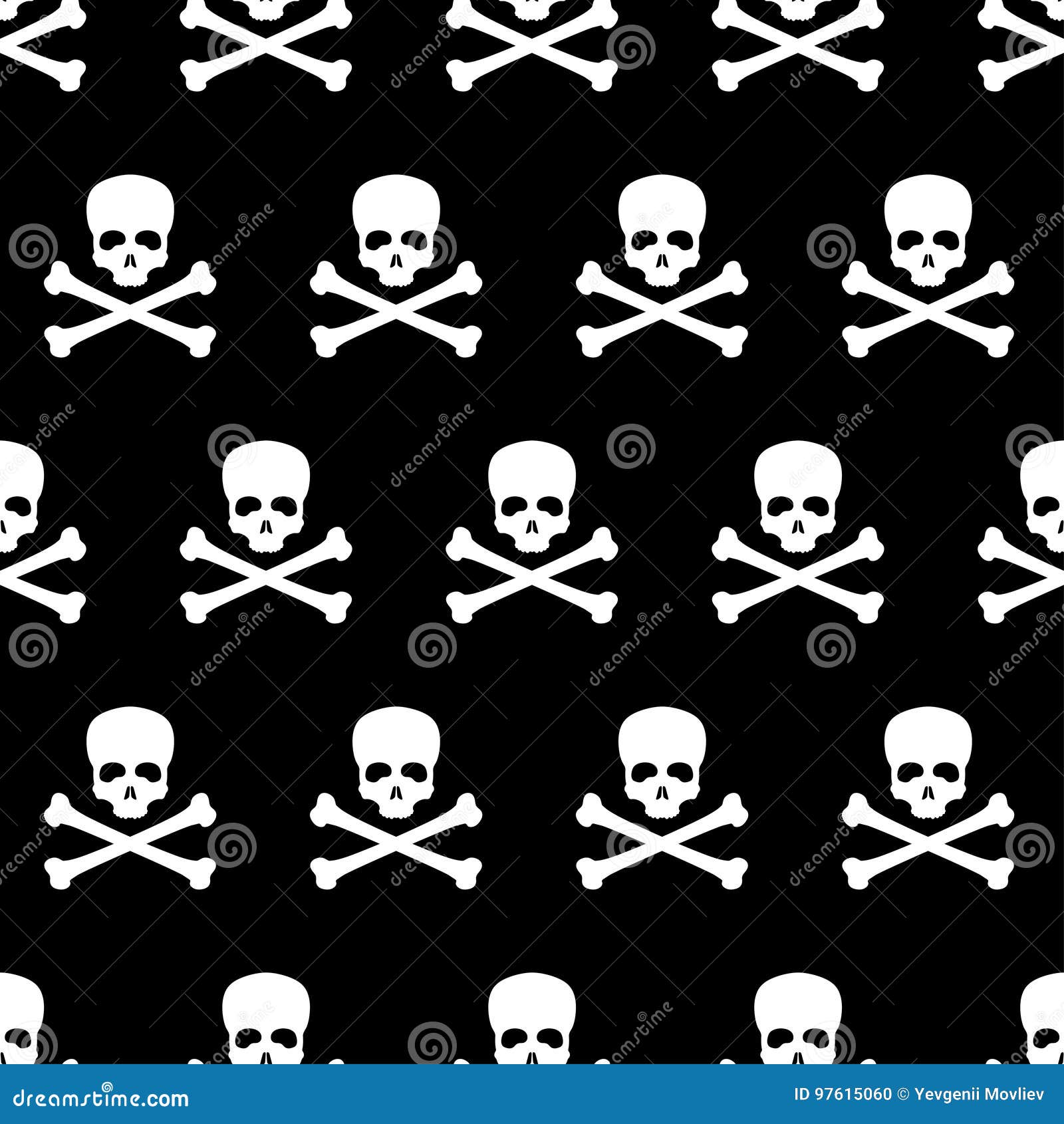 Seamless Pattern with Skull and Bones. Jolly Roger. Image for Wrapping ...