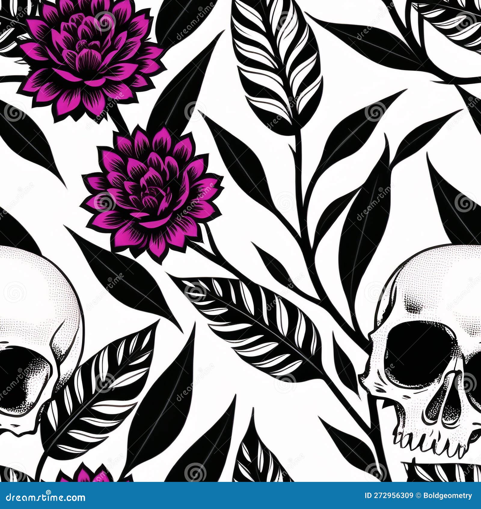 Seamless Pattern with Skull Gothic Background Floral Pattern for ...