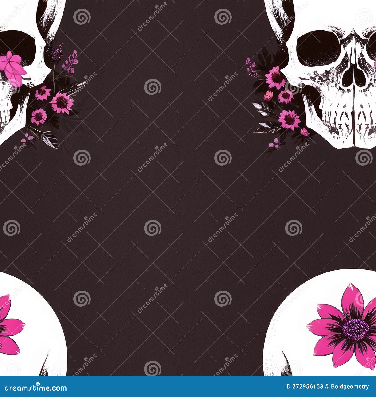 Seamless Pattern with Skull Gothic Background Floral Pattern for ...