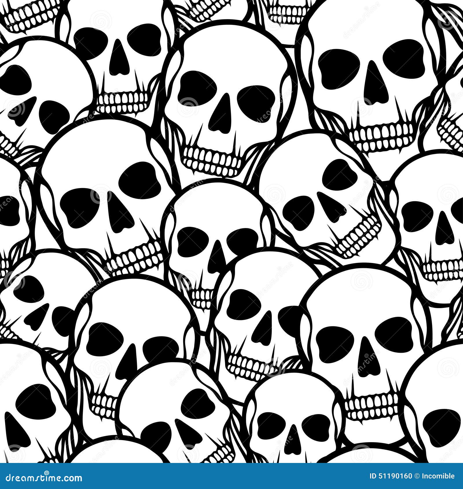 Seamless Pattern with Skulls Stock Vector - Illustration of backdrop ...