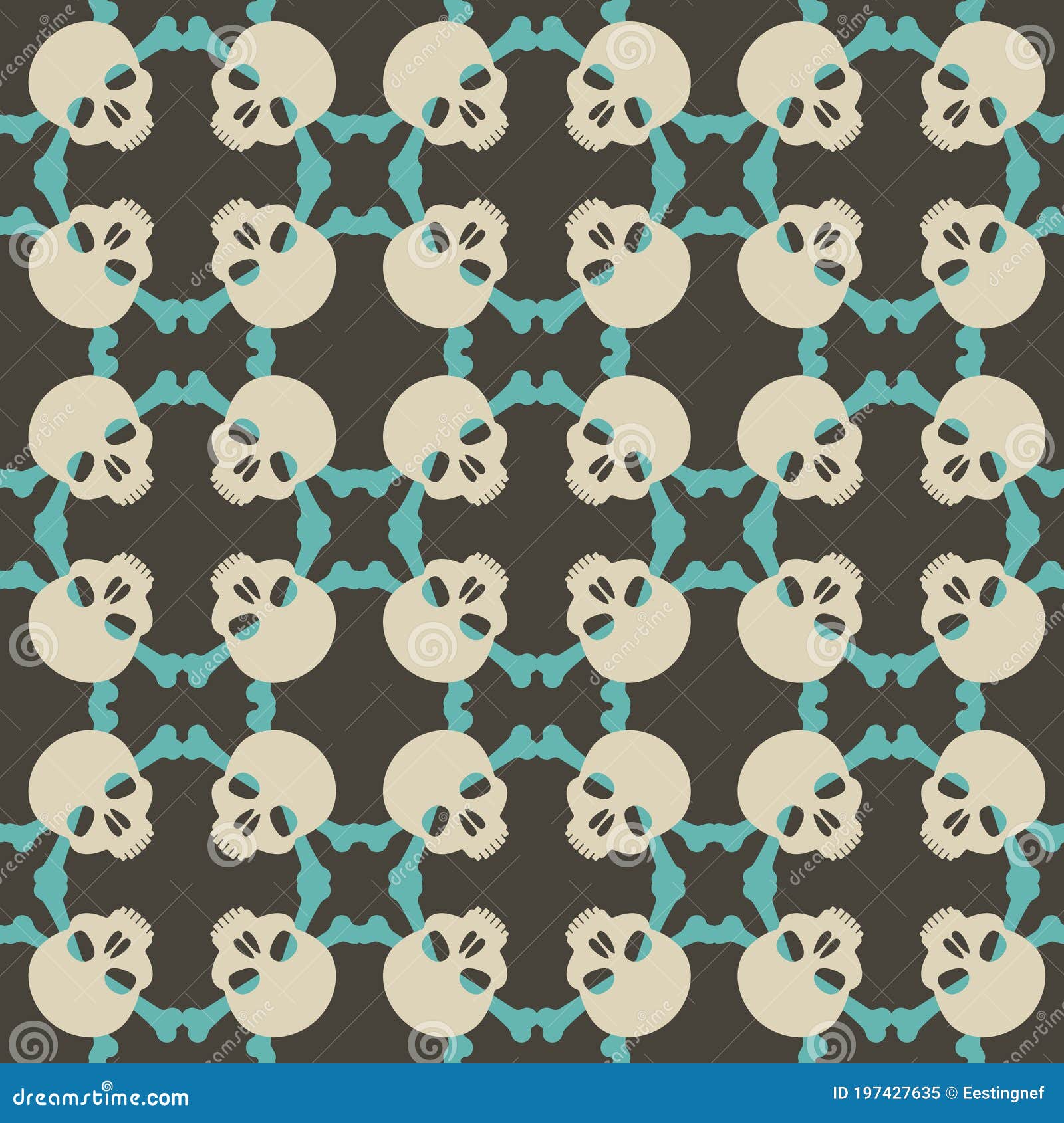 Seamless Pattern with Skulls and Bones. Ornamental Background. Vector ...
