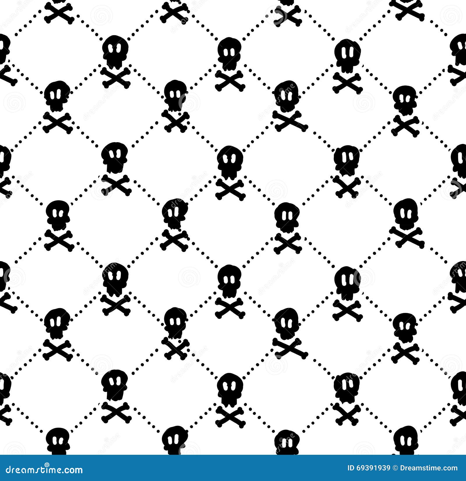 Seamless Pattern with Skulls and Bones Stock Illustration ...
