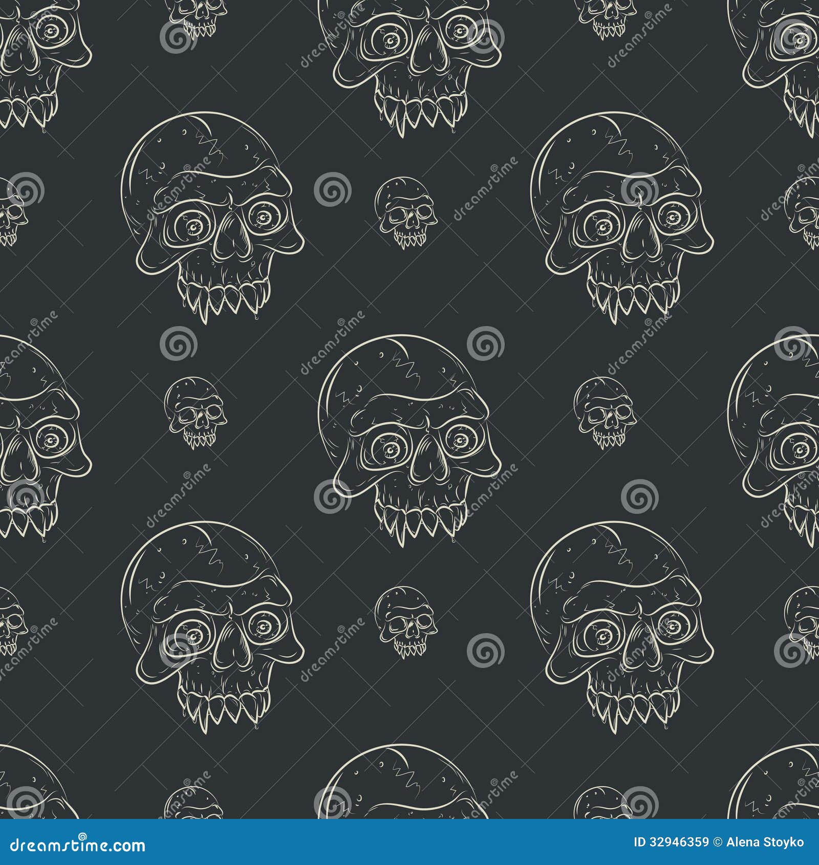 Seamless Pattern with Skulls Stock Vector - Illustration of backdrop ...