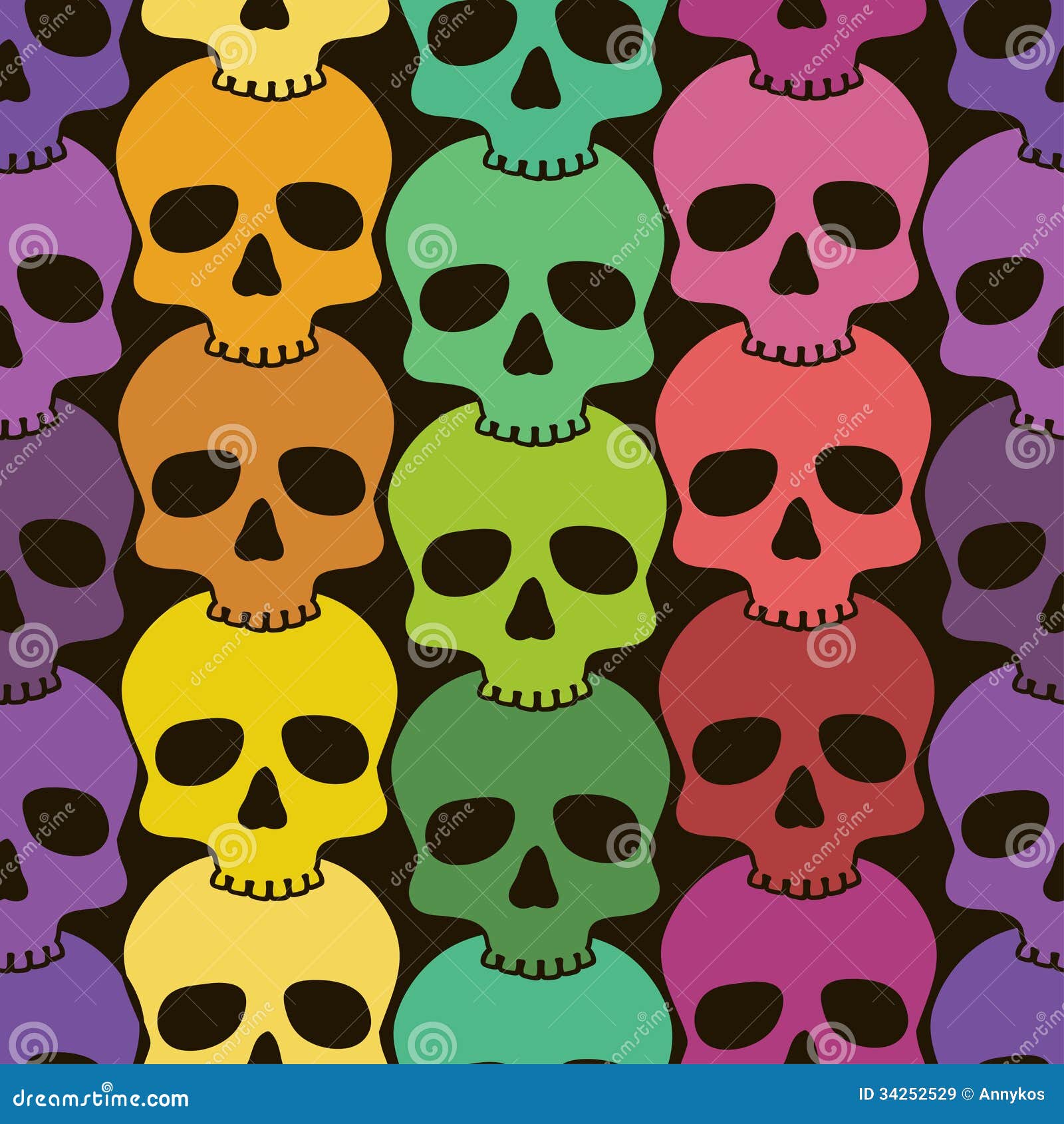 Seamless pattern of skulls stock vector. Illustration of dangerous ...