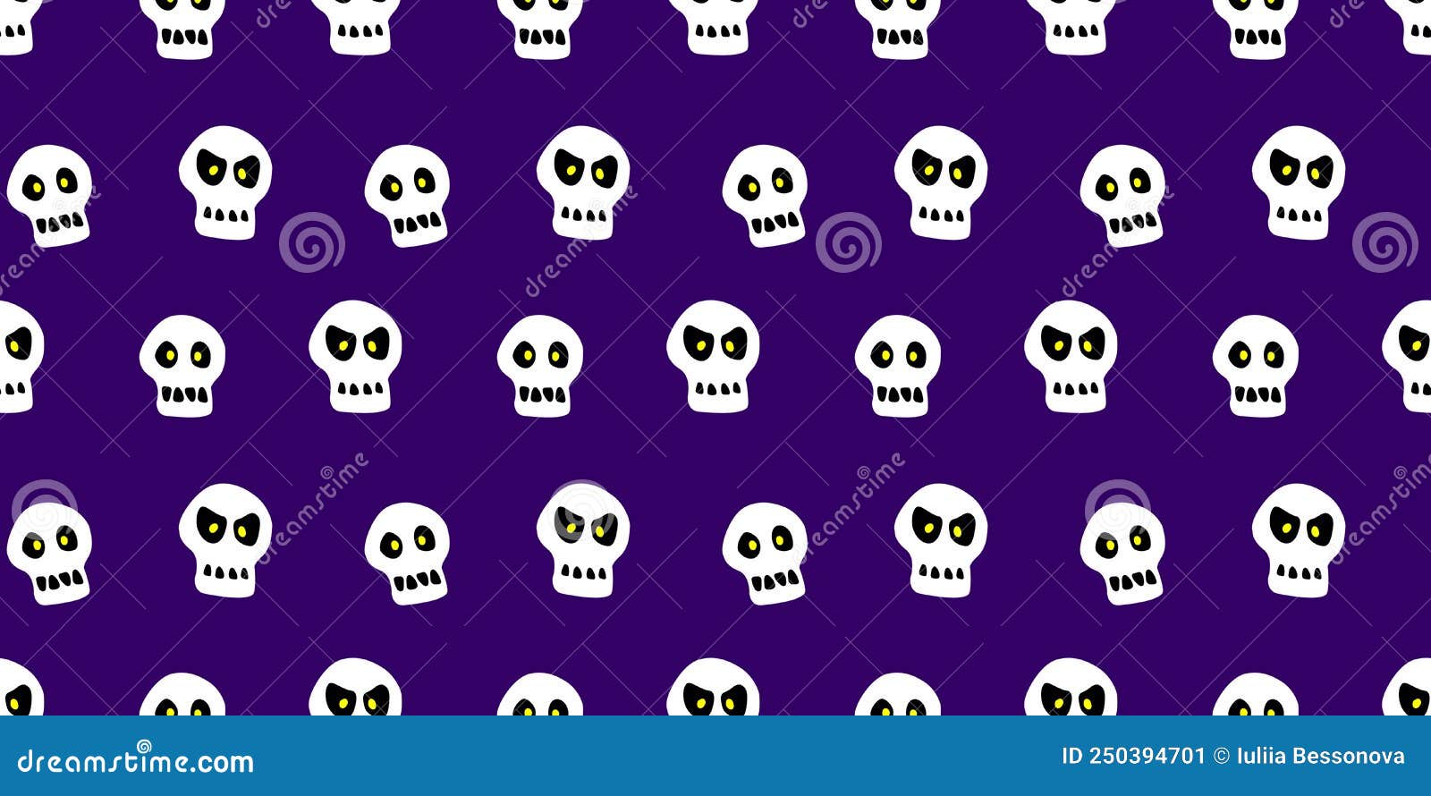 Seamless Pattern with Skulls. Primitive Cartoon Flat Style. Background ...