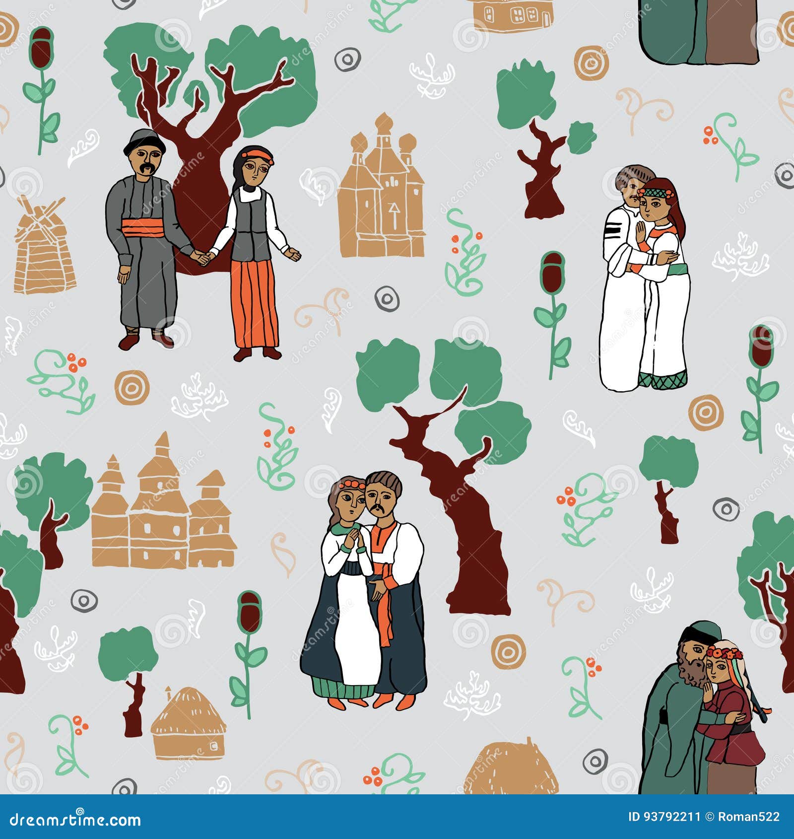 Slavic People. Animation Portrait Of The Russian And Ukrainian Woman In ...