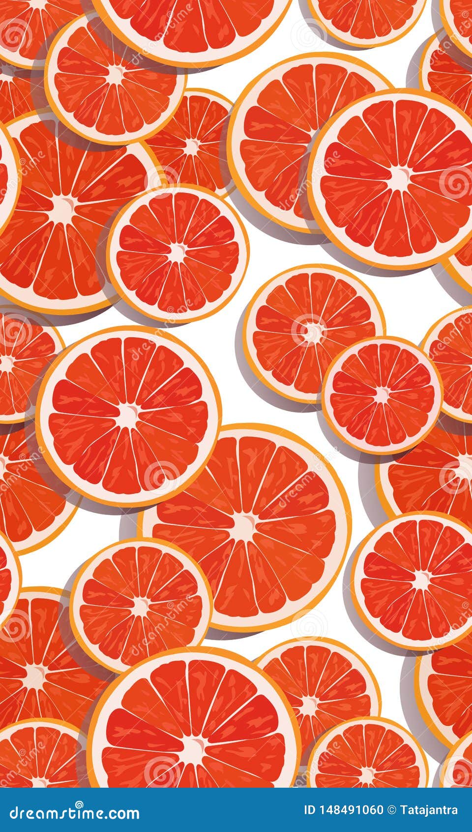 Seamless Pattern Slice Orange Fruits Overlapping on White Background ...