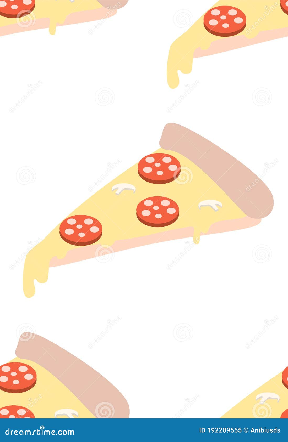 Seamless Pattern of a Slice of Pepperoni Pizza with Dripping Cheese ...