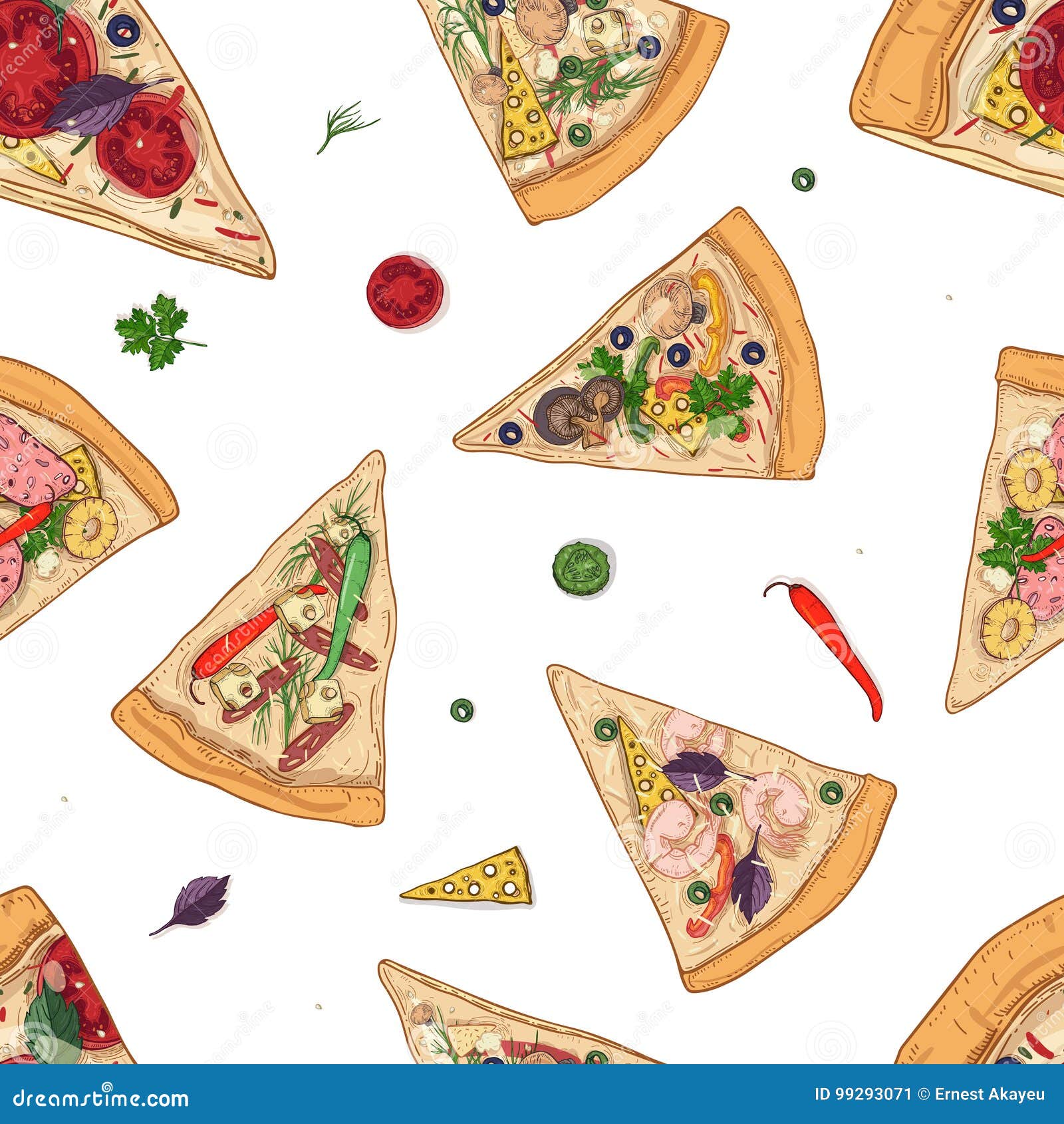 Different Pizza Types Poster Cartoon Template Vector Illustration ...