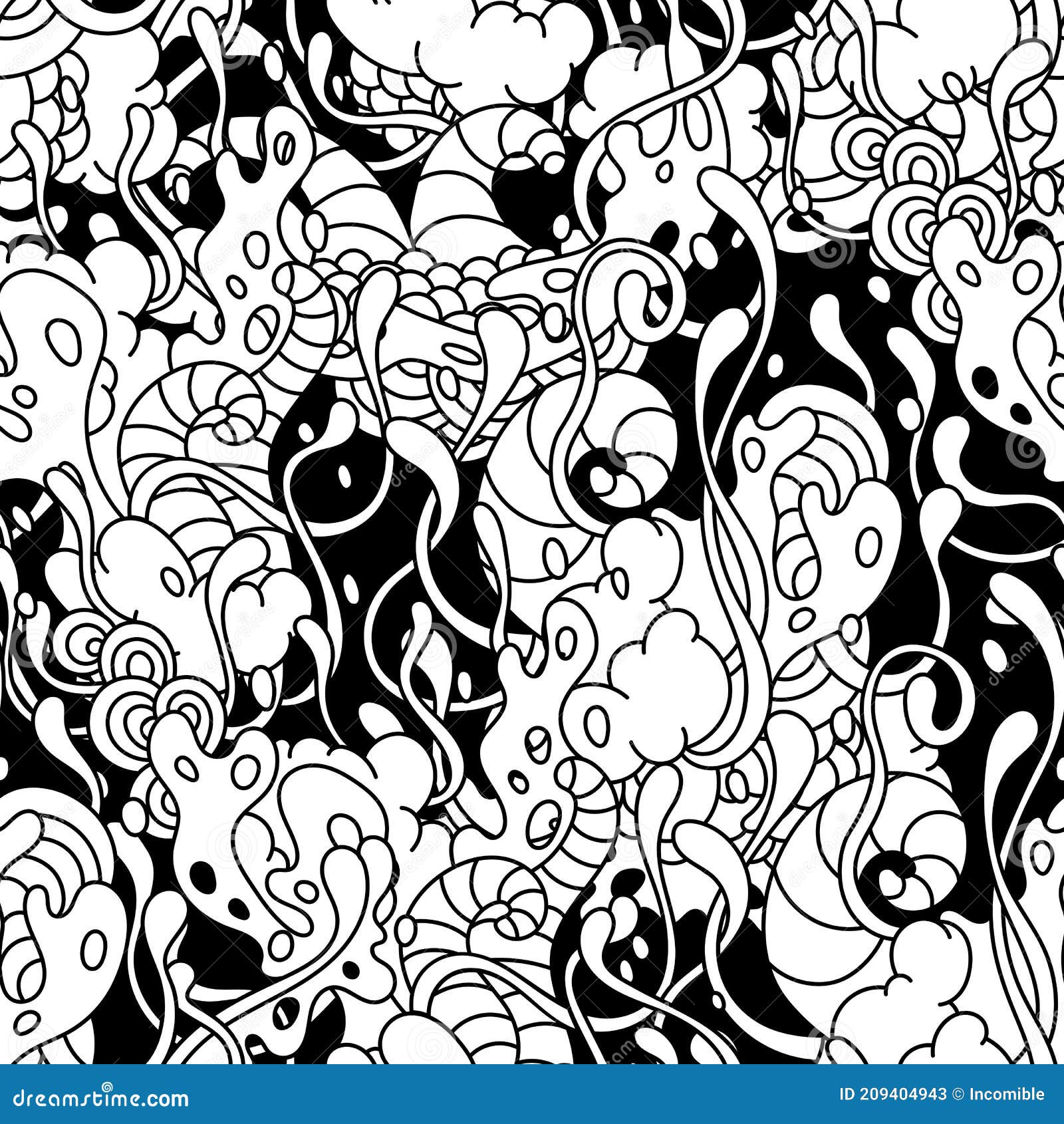 Seamless Pattern with Slime and Tentacles. Stock Vector - Illustration ...