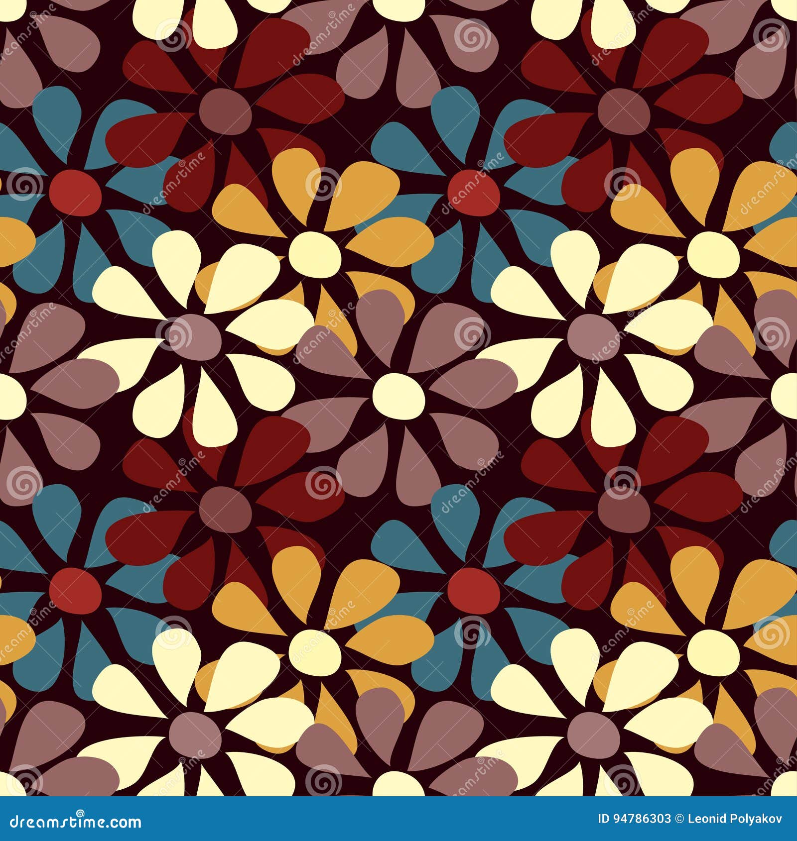 Seamless Pattern of Small Colored Flowers Stock Vector - Illustration ...