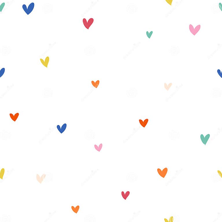 Seamless Pattern, Small Hearts on a White Back Stock Vector ...