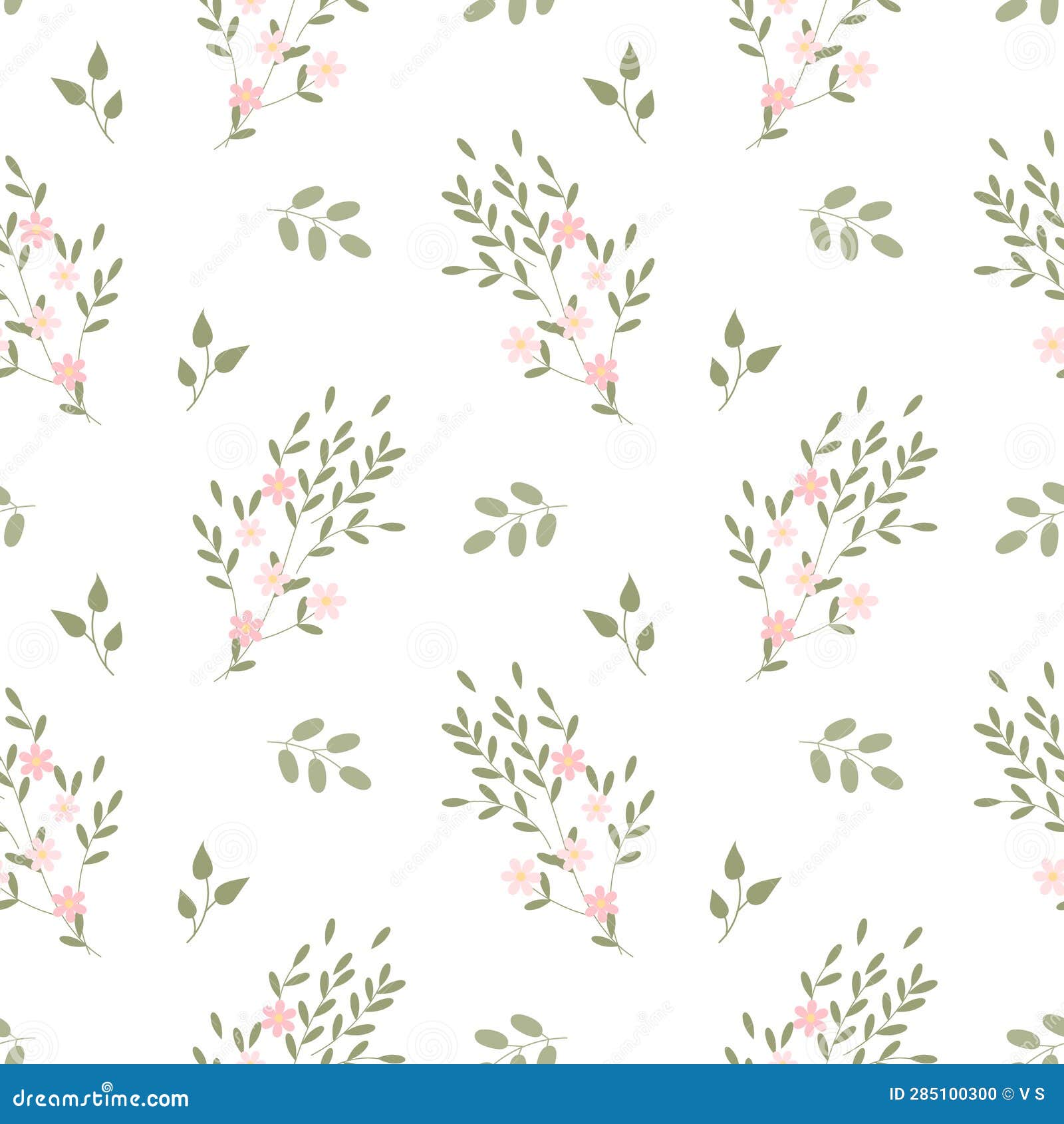 Seamless Pattern, Small Wild Flowers and Scattered Leaves. Floral ...