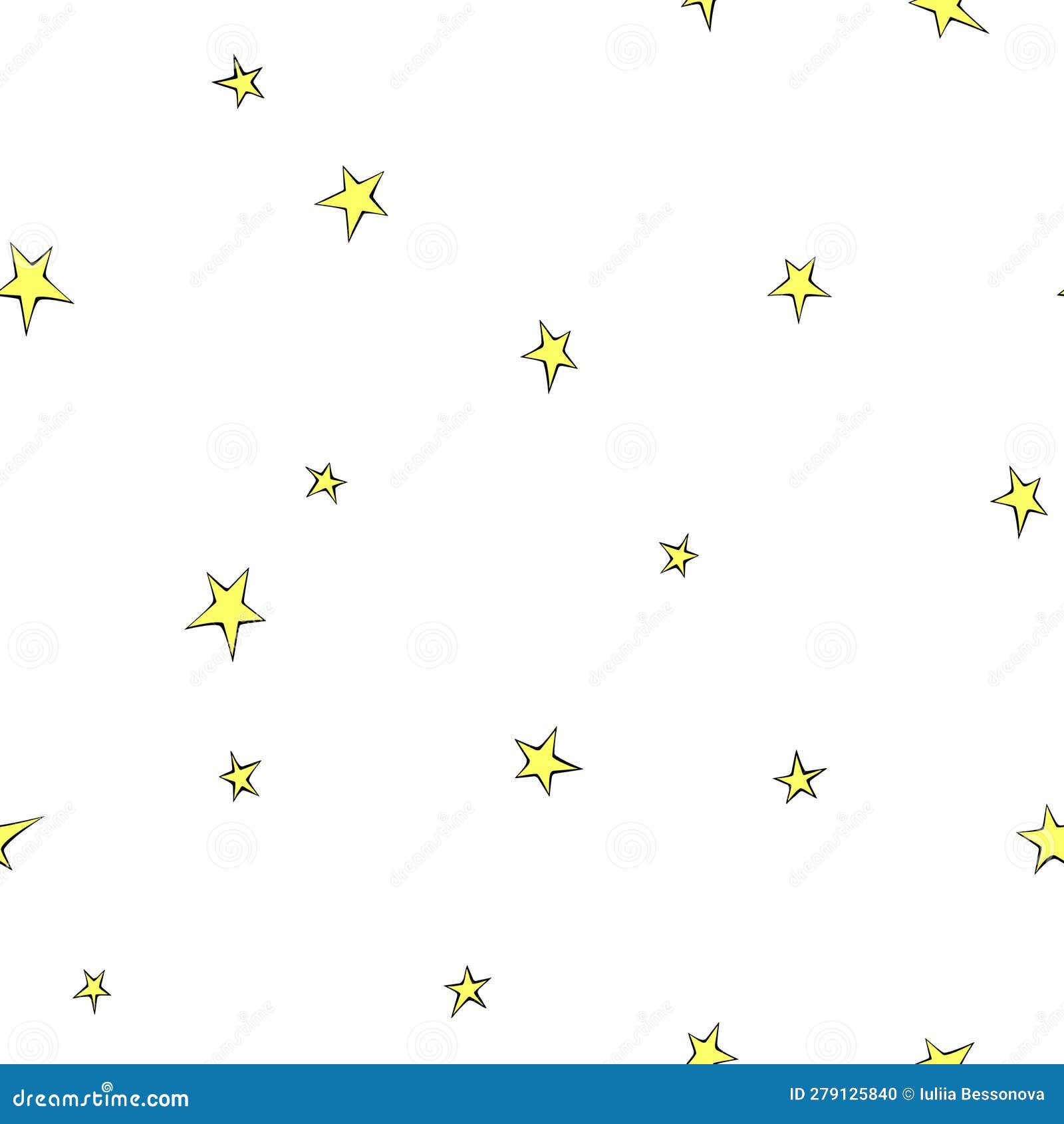 Seamless Pattern of Small Yellow Stars in Doodle Flat Style. Simple ...