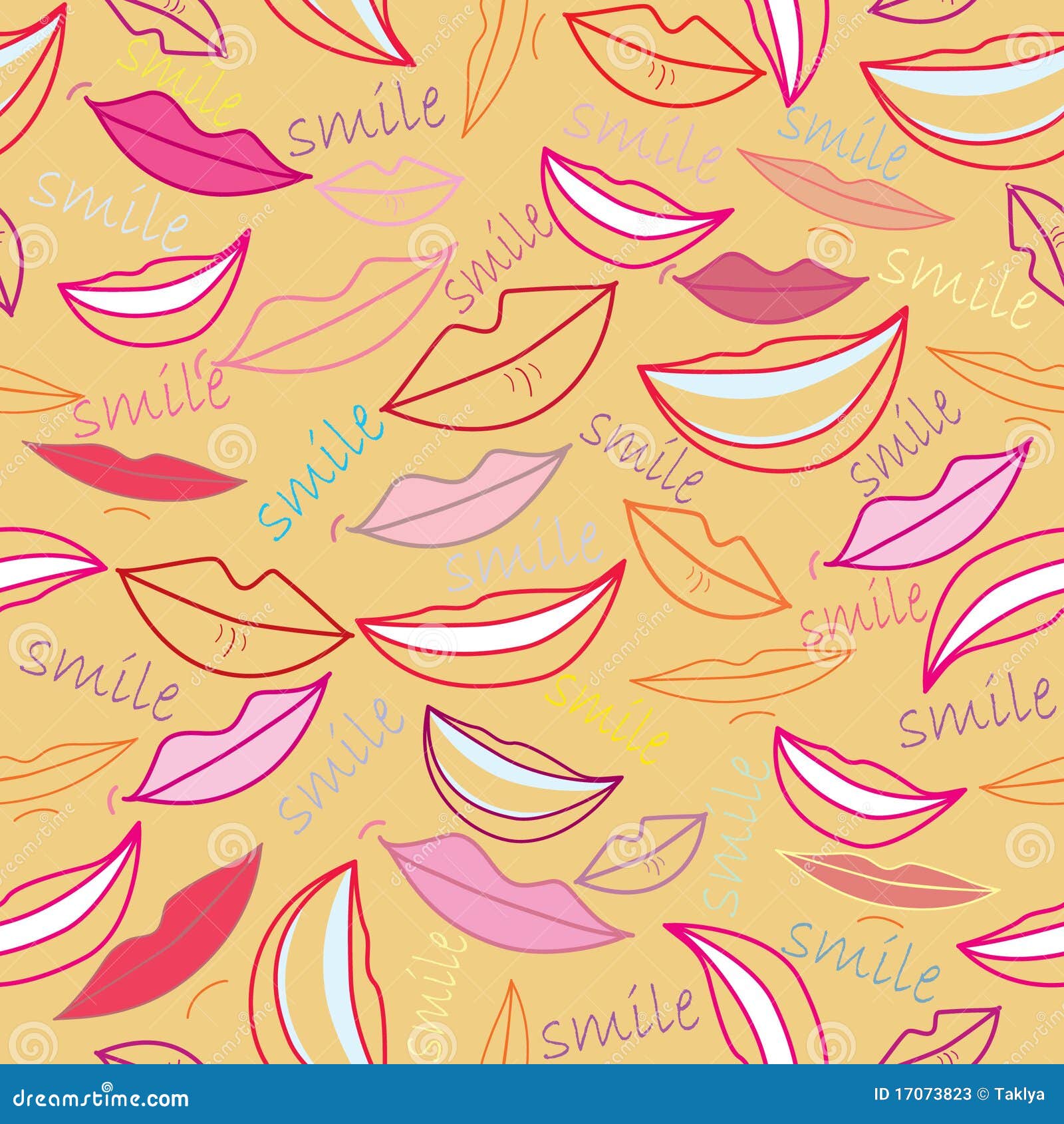 Seamless Pattern with Smile Stock Vector - Illustration of desire ...