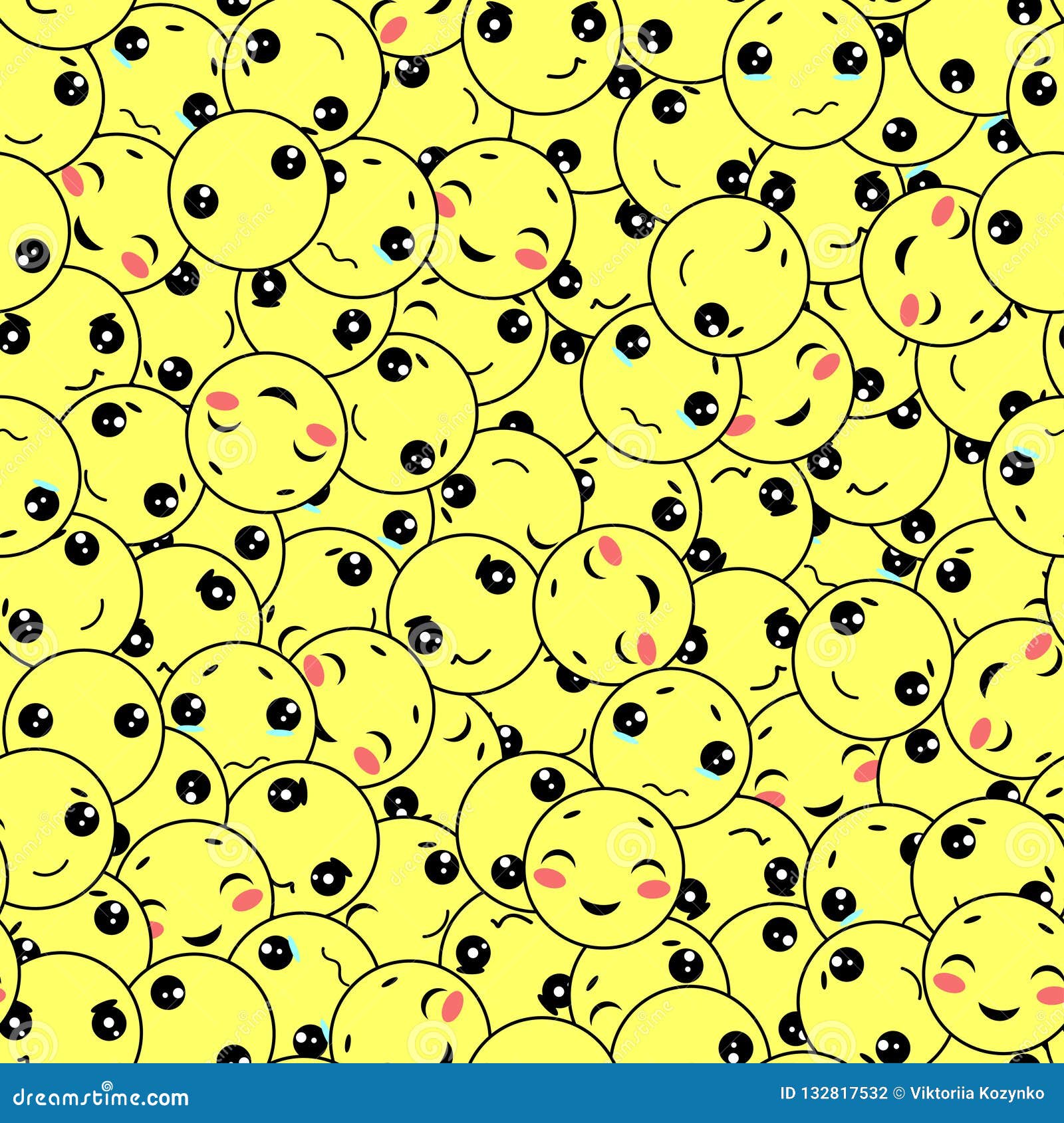 Seamless Pattern of Smiles with Different Emotions. Stock Vector ...