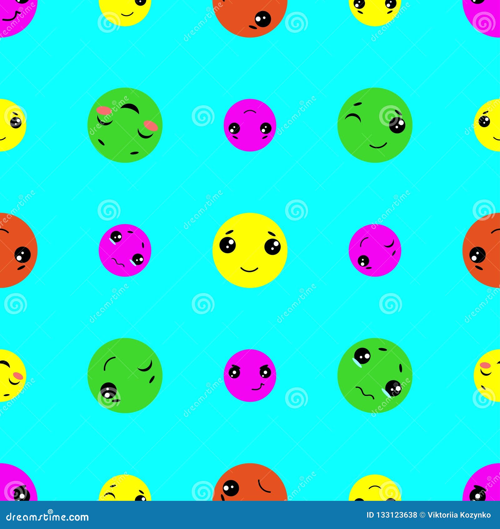 Seamless Pattern of Smiles with Different Emotions. Stock Vector ...