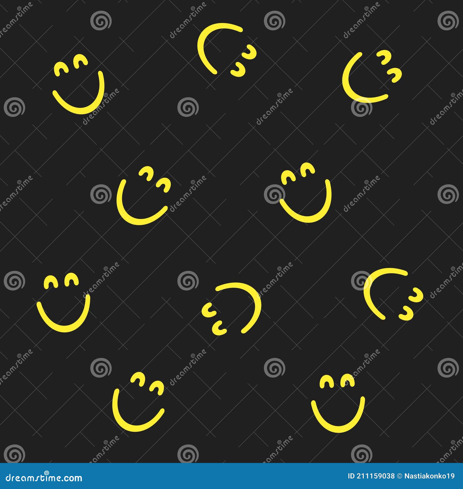 Seamless Pattern with a Smiling Face. Emoji Background. Smile Line Icon ...