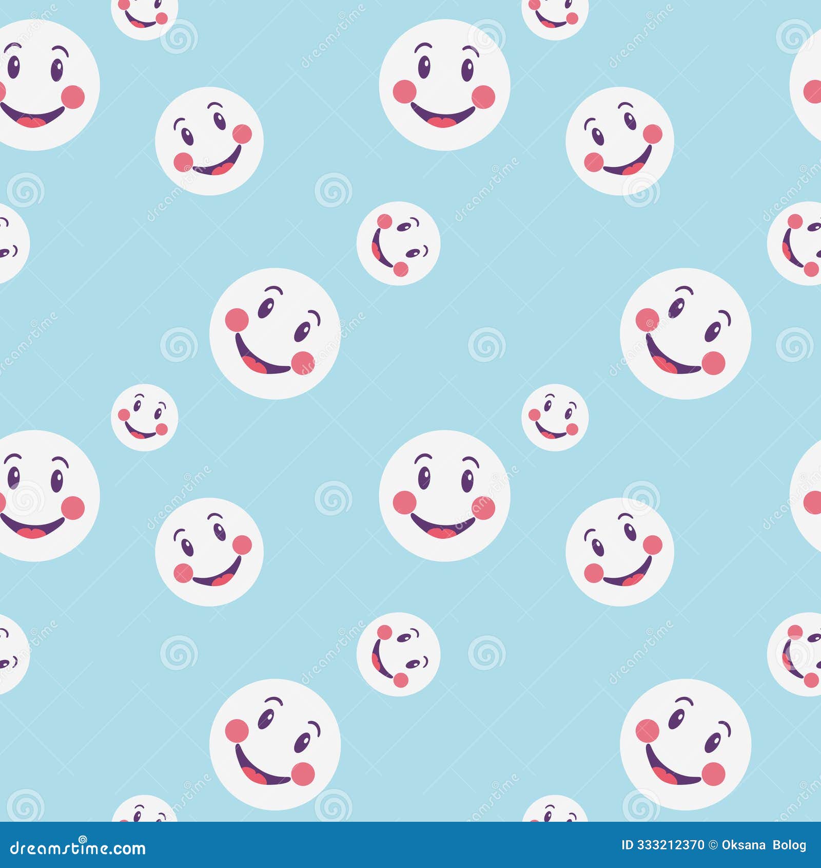 Seamless Pattern with Smiling Face Stock Illustration - Illustration of ...