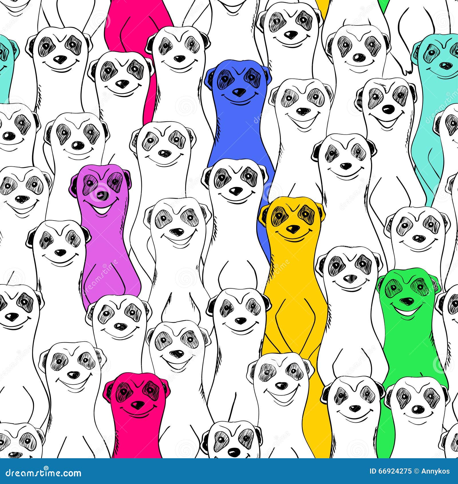 Seamless Pattern Of Smiling Meerkats. Stock Vector - Illustration of ...