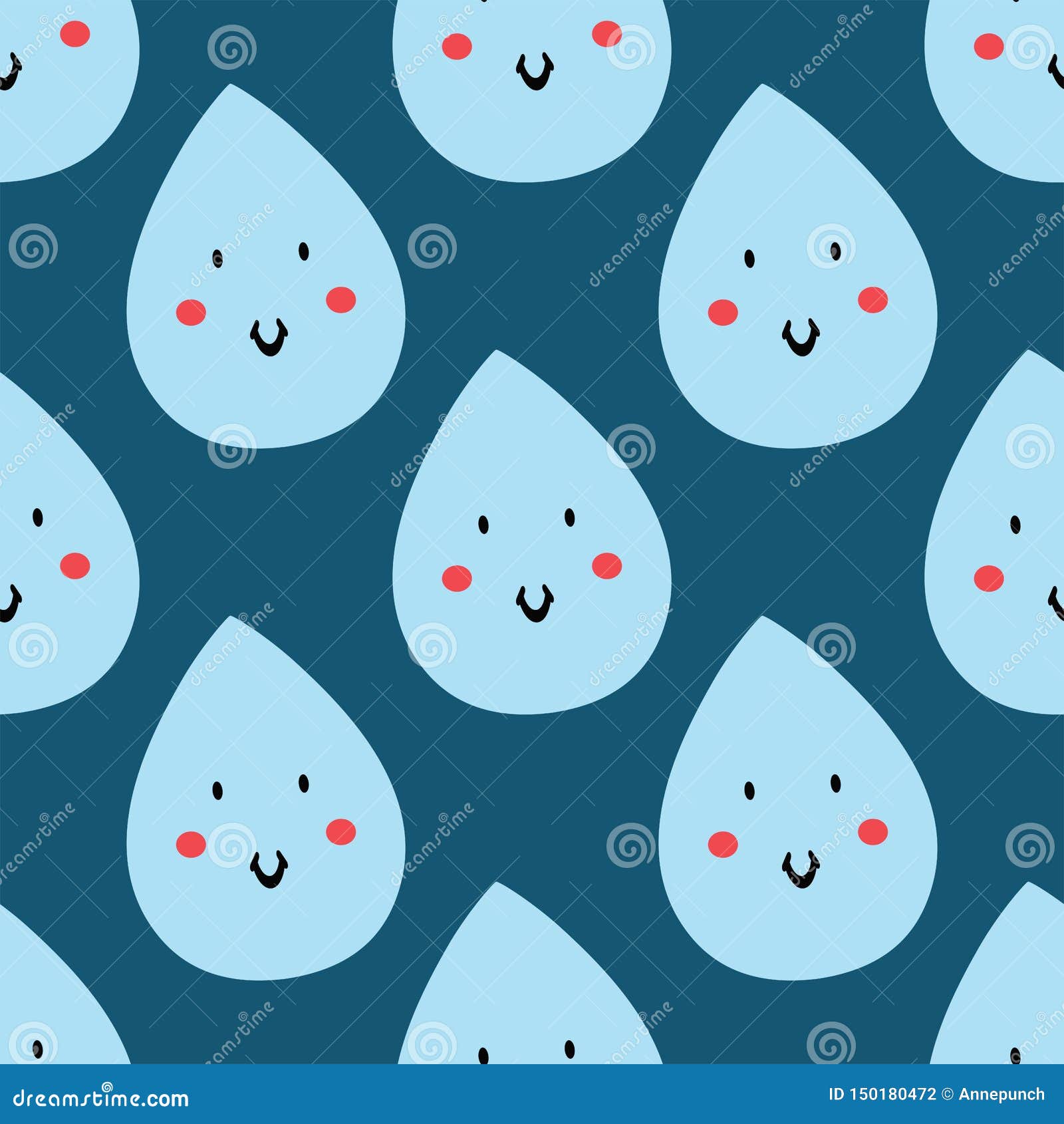 Seamless Pattern with Smiling Rain. Repetitive Print with Cute ...
