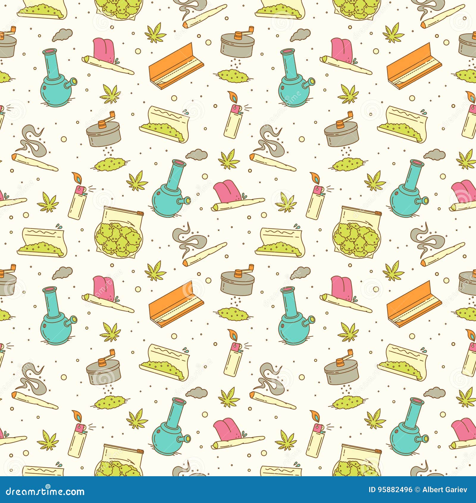 Seamless Pattern - Smoking Stuff Stock Illustration - Illustration of ...