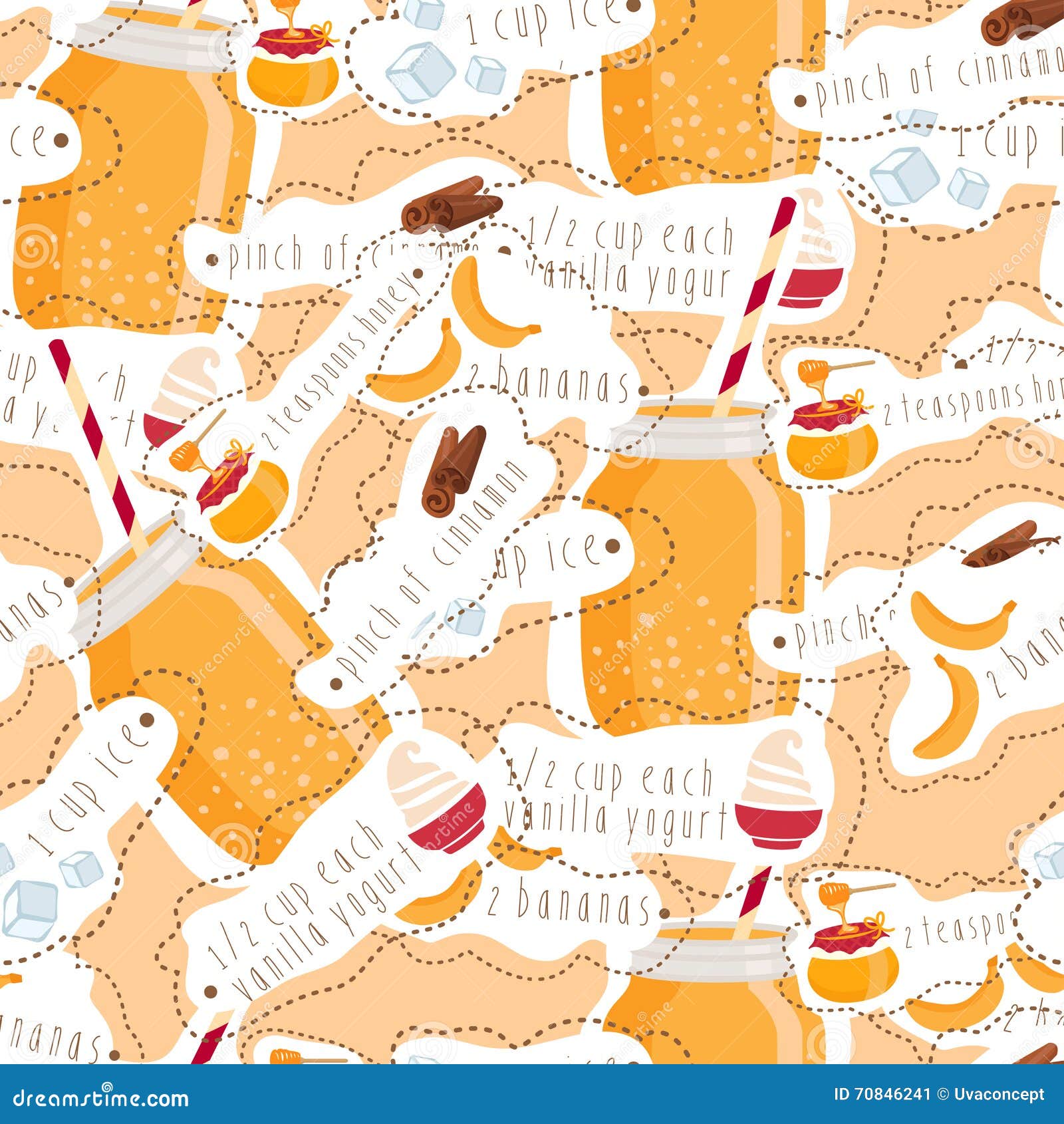 Seamless Pattern of Smoothie of Honey, and Yogurt. Vector Stock Vector ...