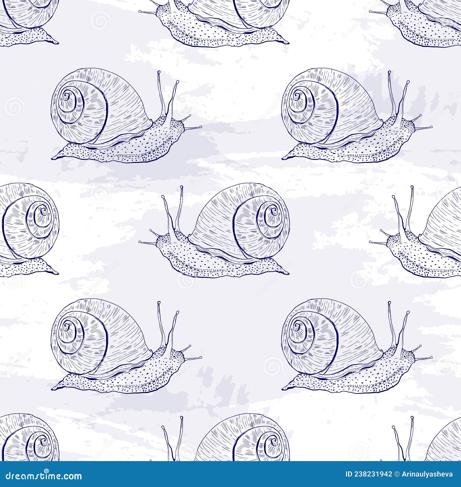 Seamless Pattern Snail. Drawing Sketch Style Hand Draw Stock Vector ...