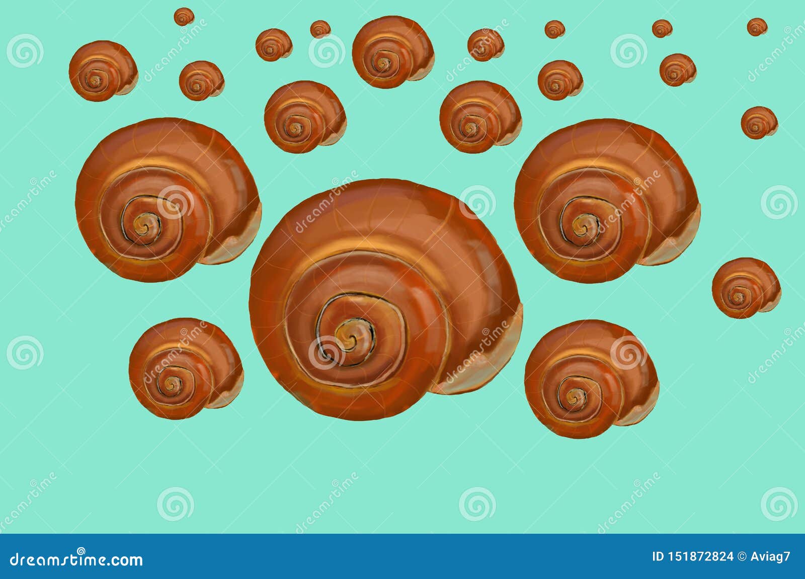 Seamless Pattern with Snail Shells in Blue Background. Great for ...