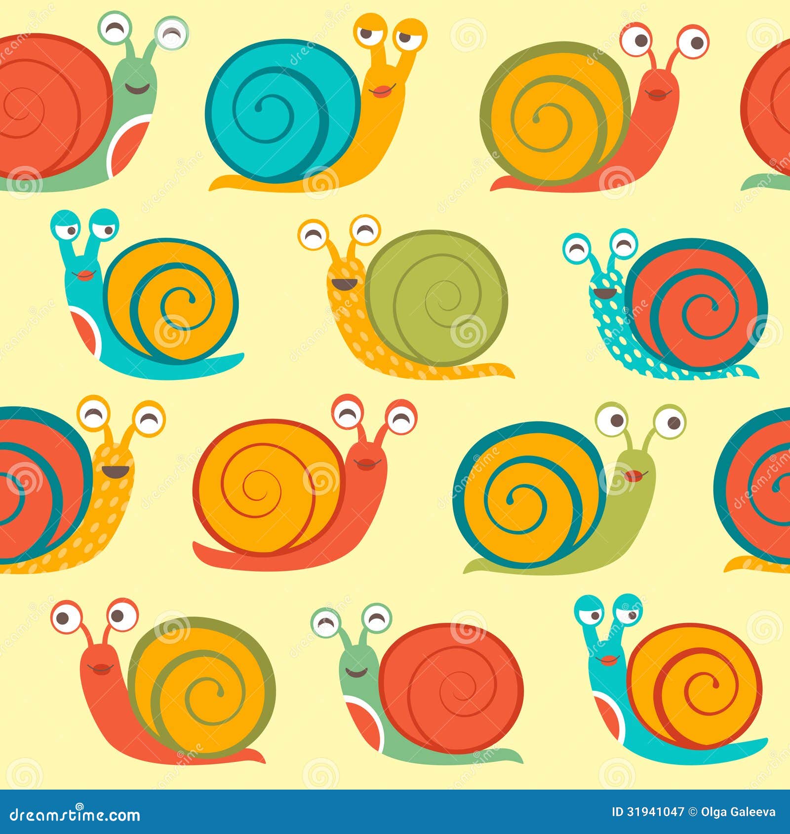 Seamless Pattern with Snails Stock Vector - Illustration of pattern ...