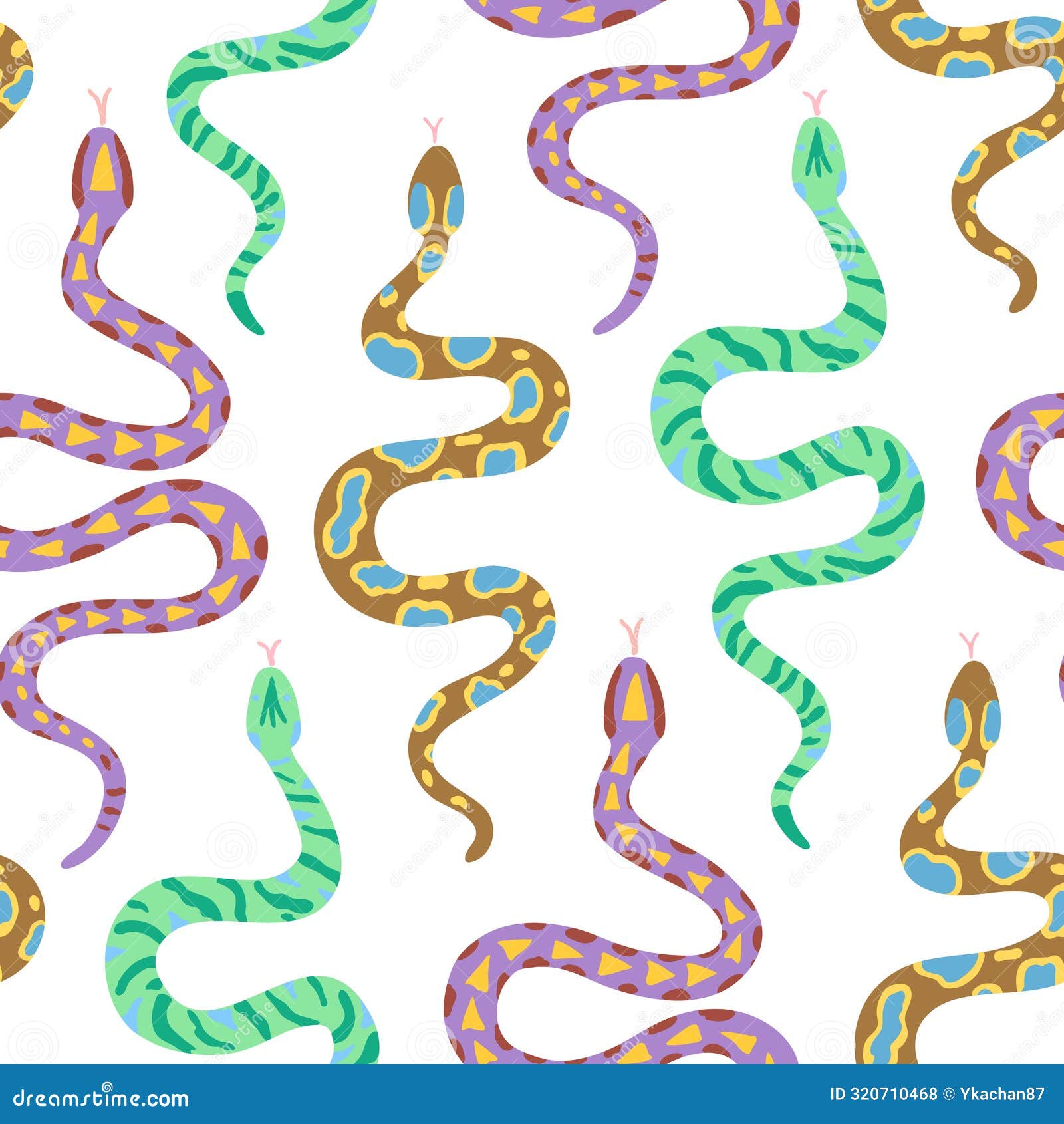 Seamless Pattern with Snakes. Vector Illustration in Simple ...