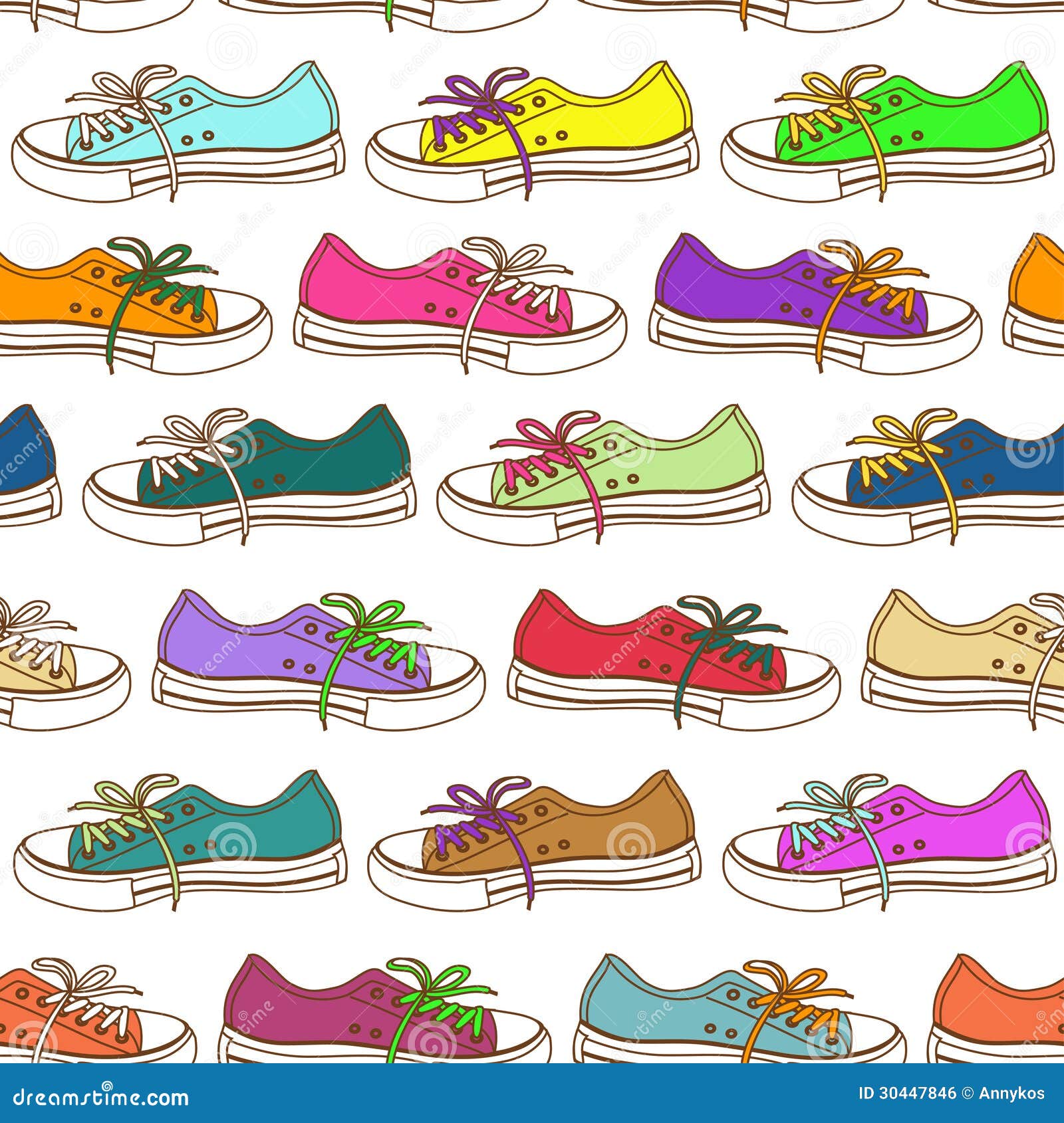 Seamless Pattern of Sneakers Stock Vector - Illustration of sneakers ...