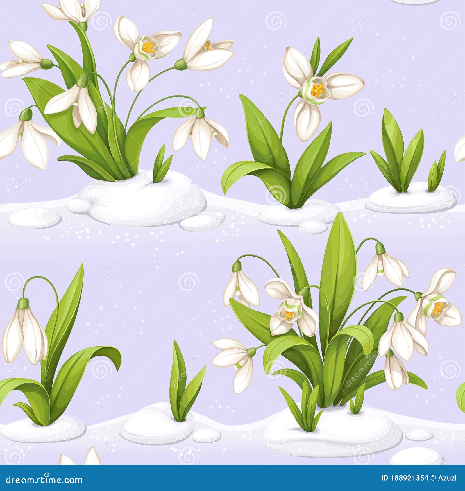 Seamless Pattern from Snowdrop Making the Snow through the Snow and ...