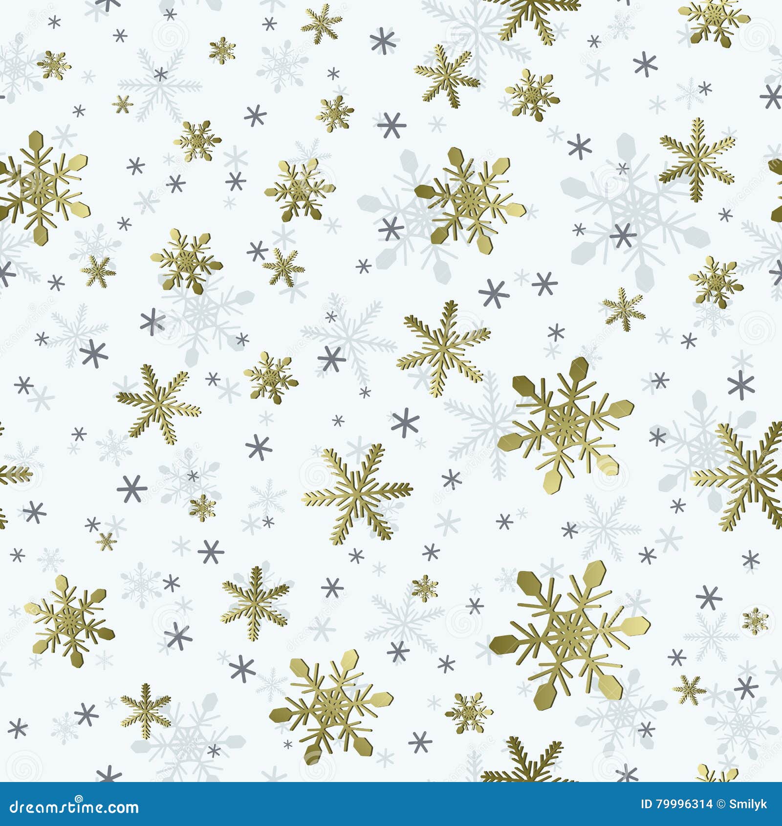 Seamless Pattern of Snowflake with Gold Plated Effect for Wrapping ...