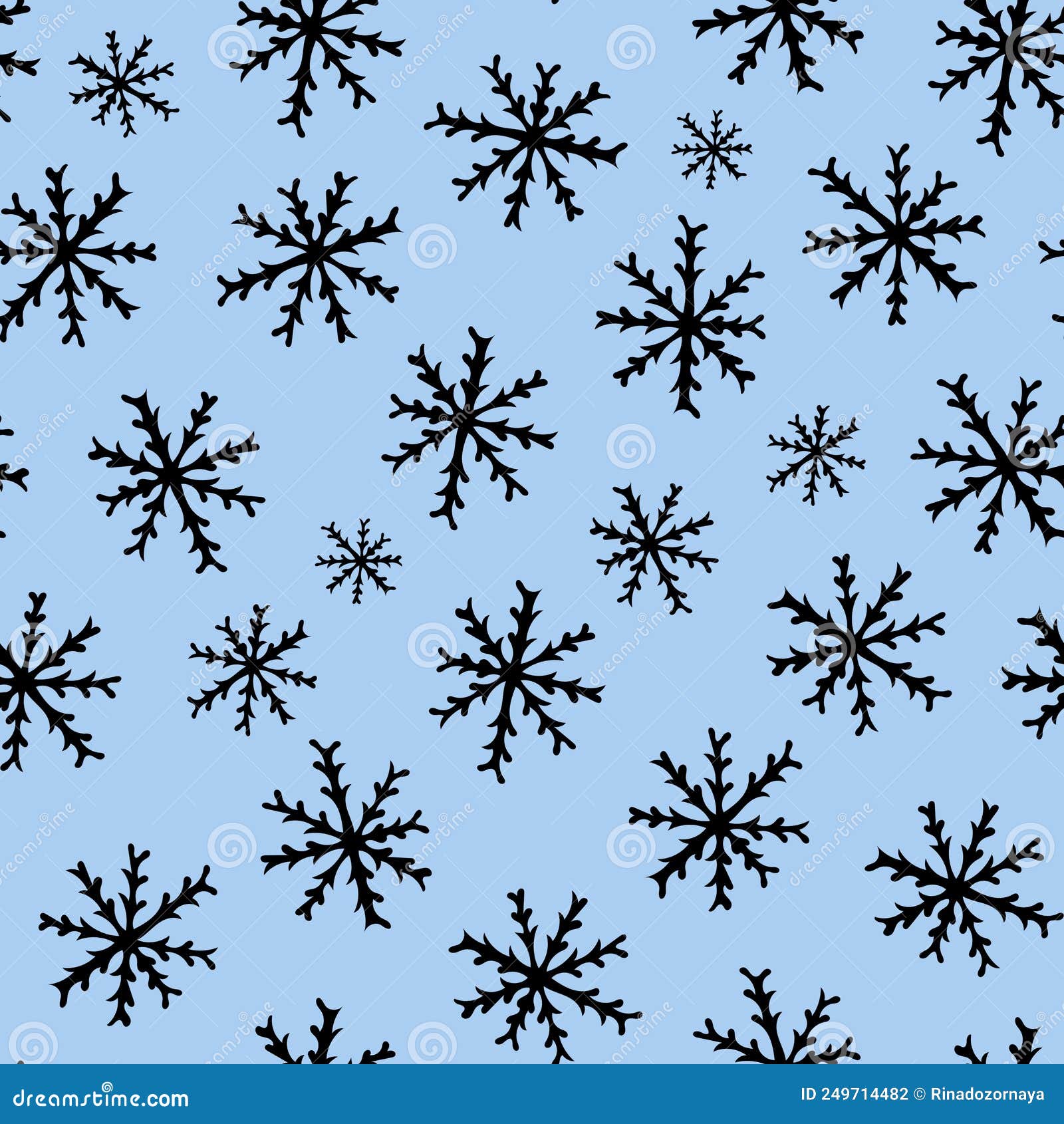 Seamless Pattern with Snowflakes on Light Blue Background. Stock ...