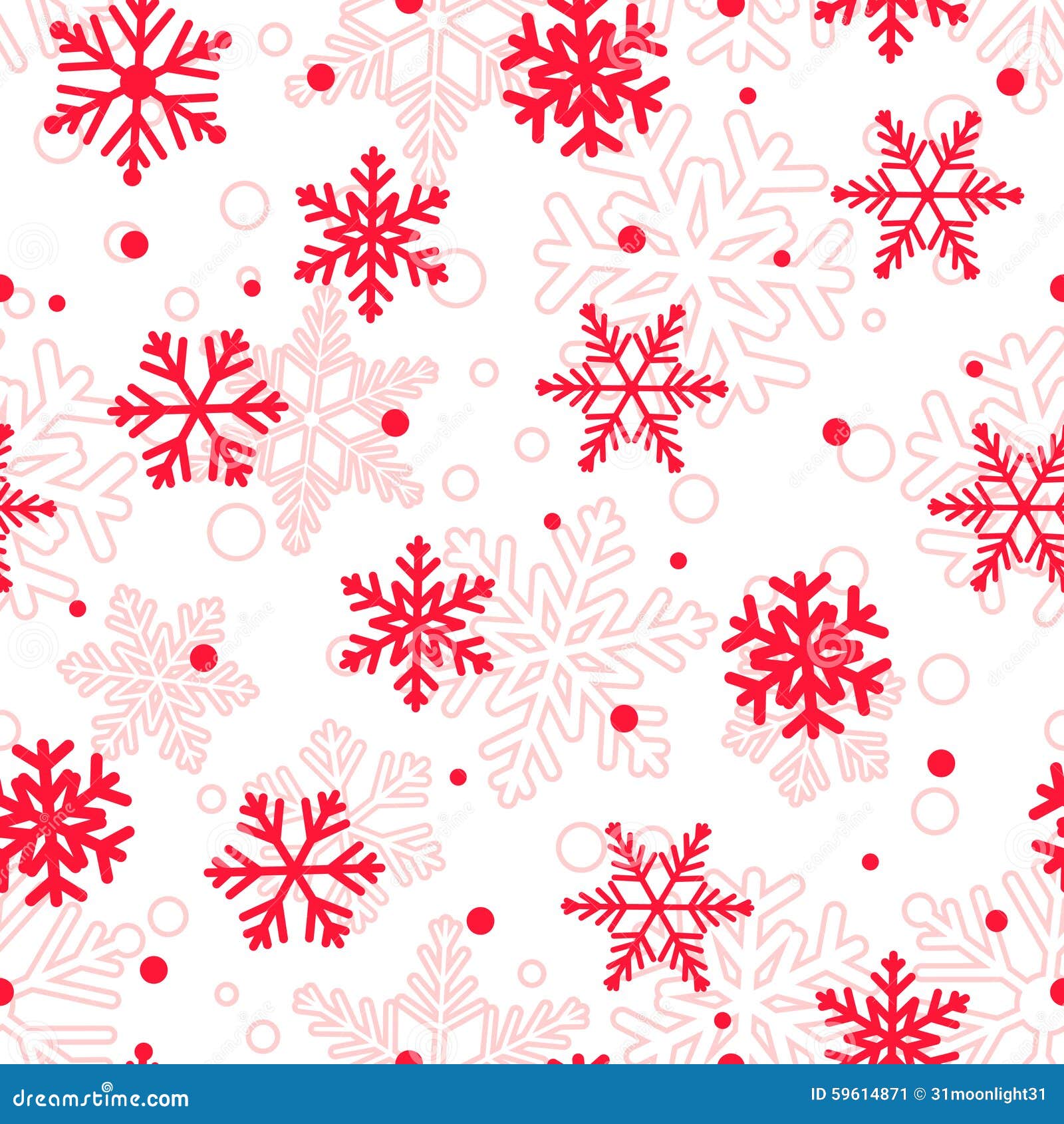 Seamless Pattern of Snowflakes, Red on White Stock Vector ...