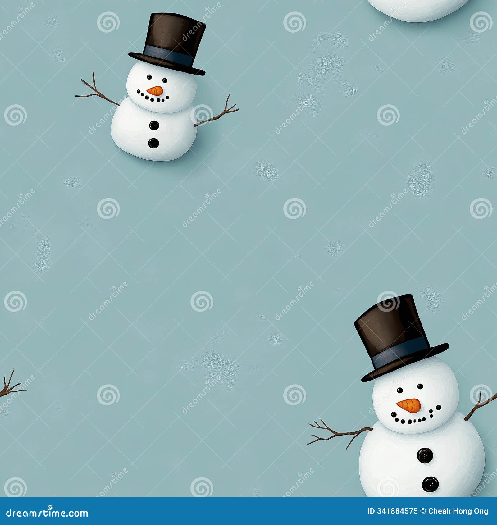 A Festive Snowmen Pattern on a Blue Background Stock Illustration ...