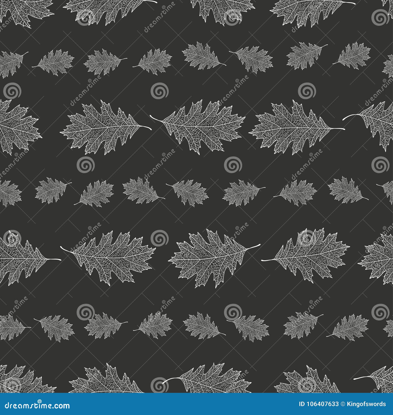 Seamless Pattern from the Snowy Leaves of Red Oak Arranged Horizontally ...