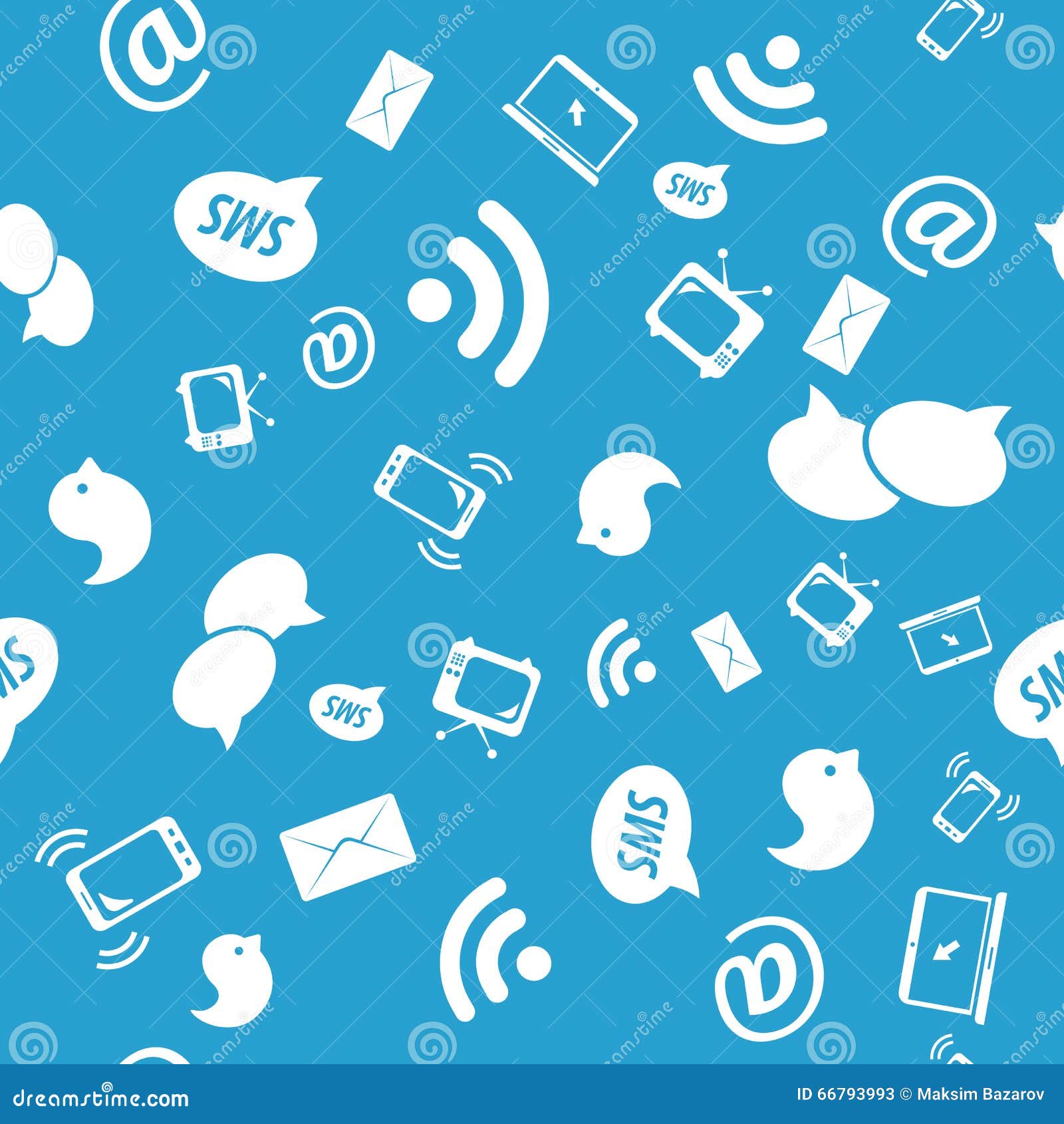 Seamless Pattern of Social Icons, Blue Color Stock Vector ...