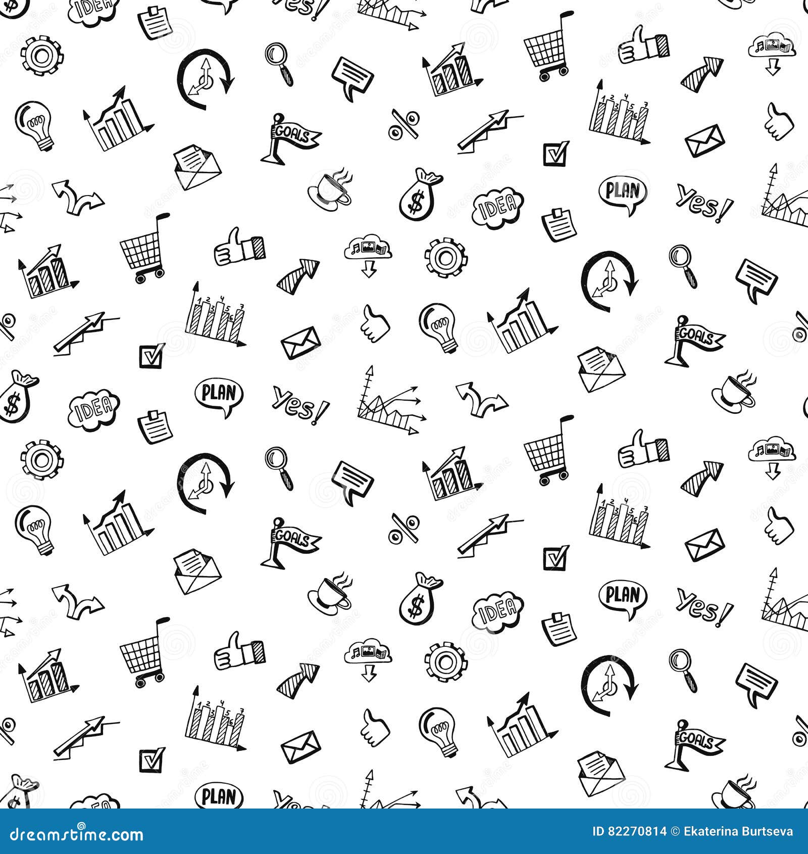 Seamless Pattern with Social Media Business Doodles Editorial Stock ...