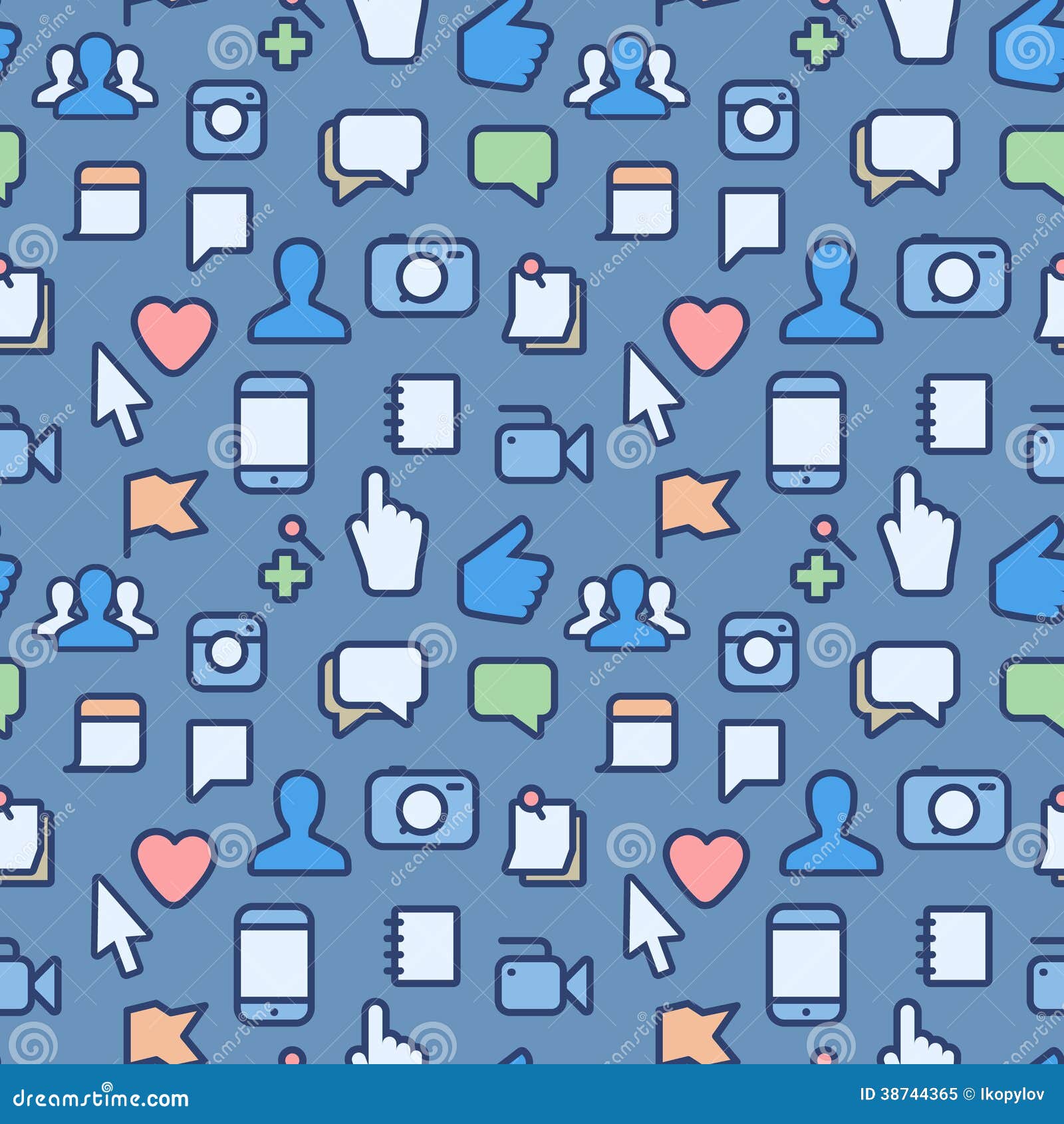 Seamless Pattern with Social Media Icons Stock Illustration ...