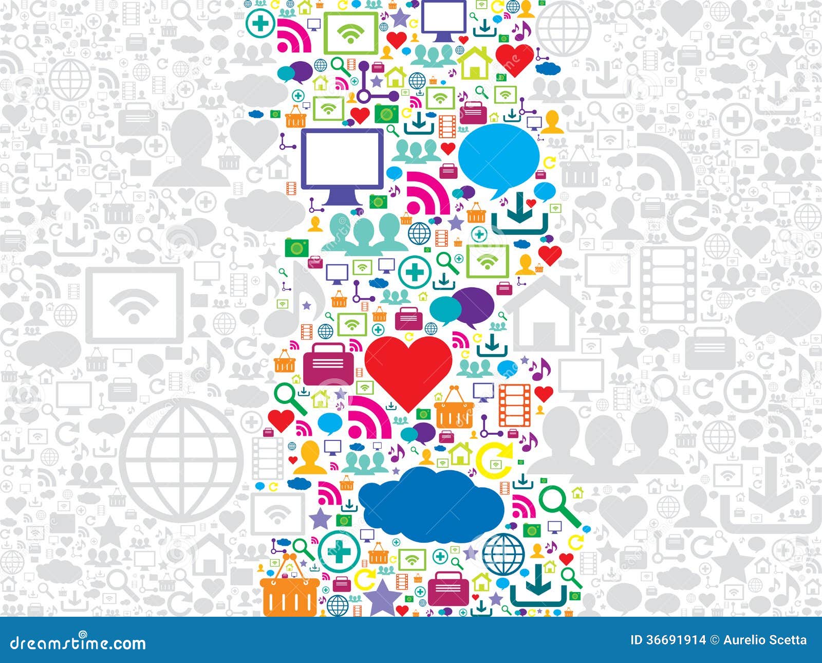 Seamless Pattern Social Media and Technology Icons Stock Vector ...