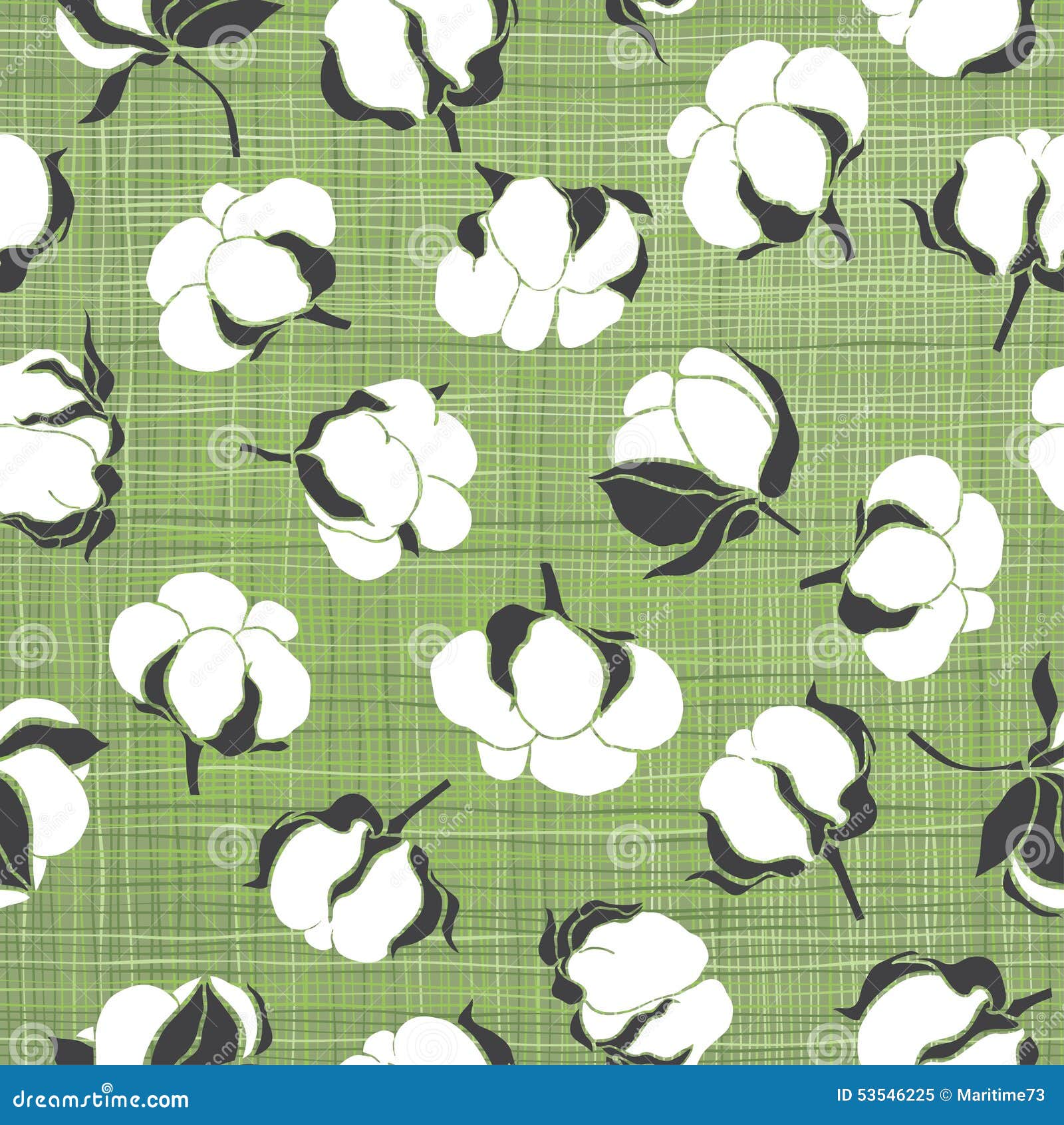 Seamless Pattern with Soft Cotton Buds. Vector Floral Background Stock ...