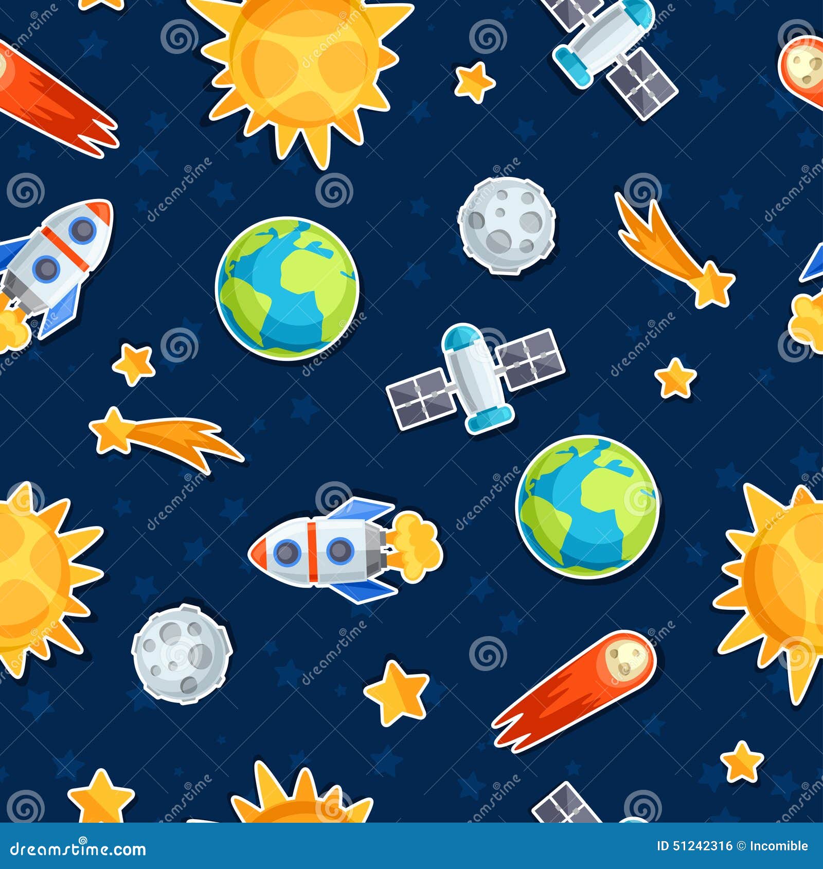 Seamless Pattern of Solar System, Planets and Stock Vector ...