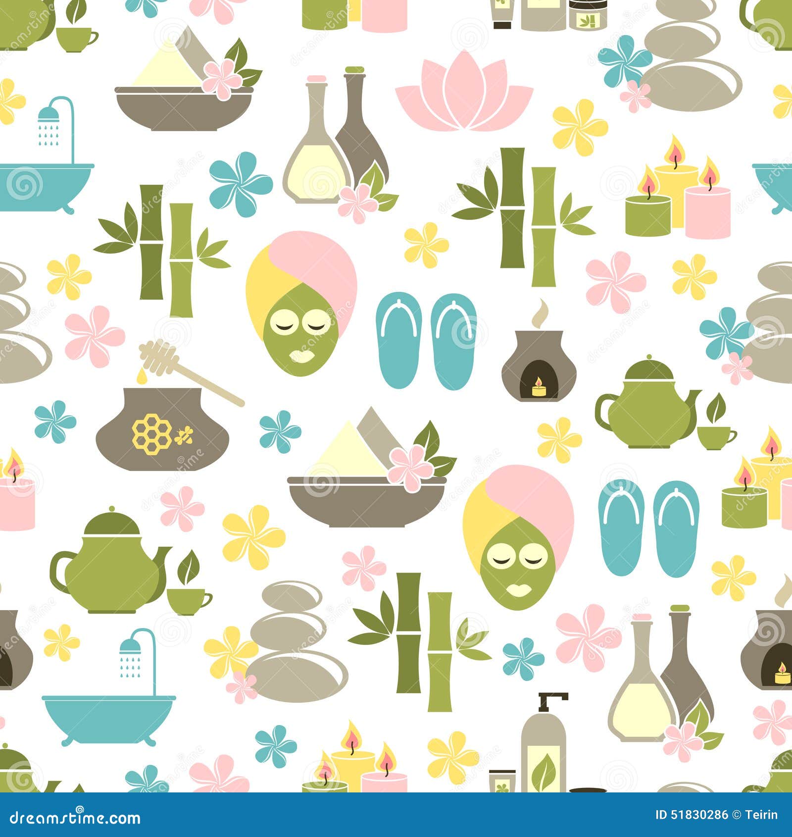 Seamless Pattern from Spa of Elements Stock Vector - Illustration of ...