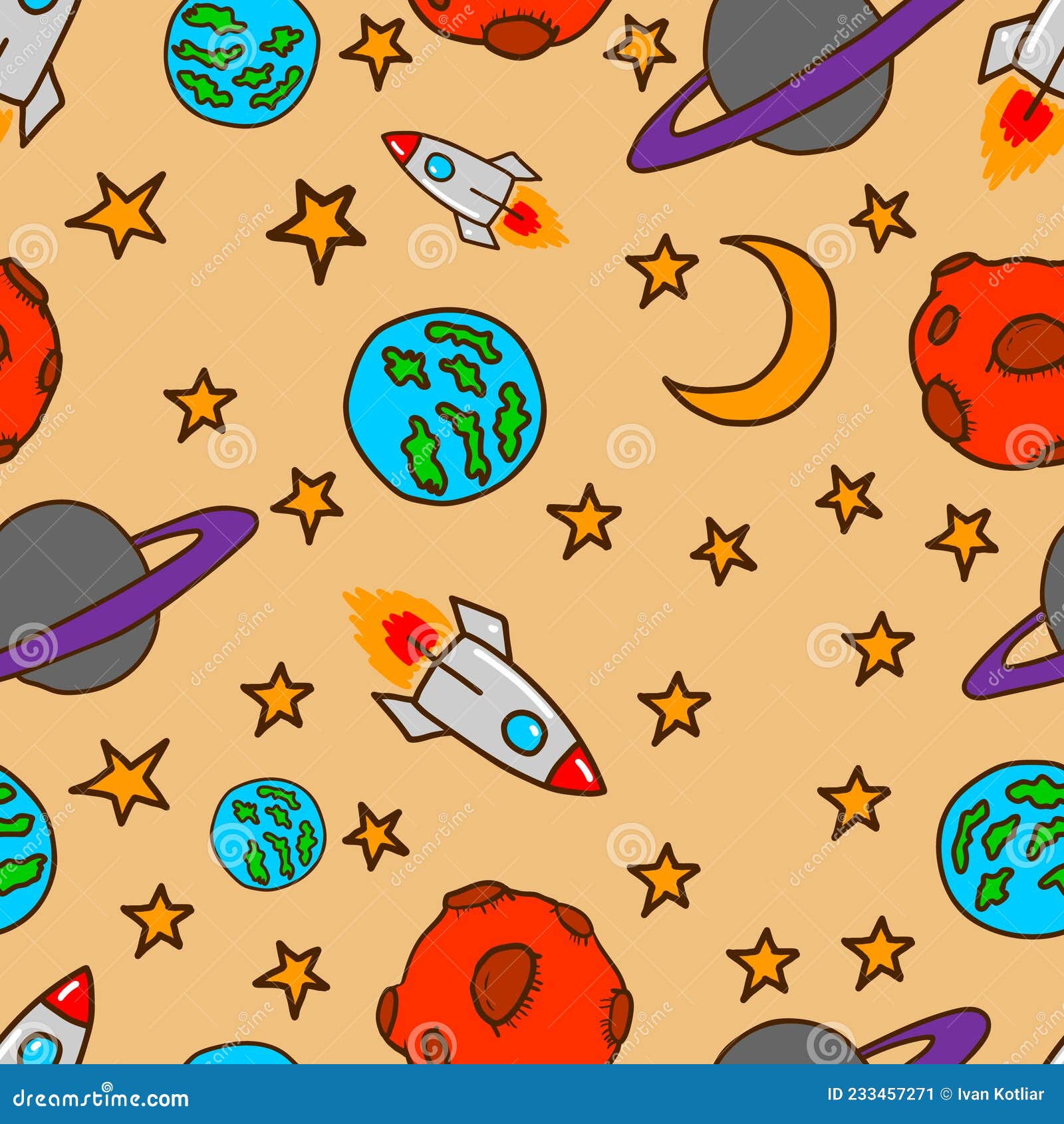 Seamless Pattern with Space Design Elements. Design Element for Poster ...