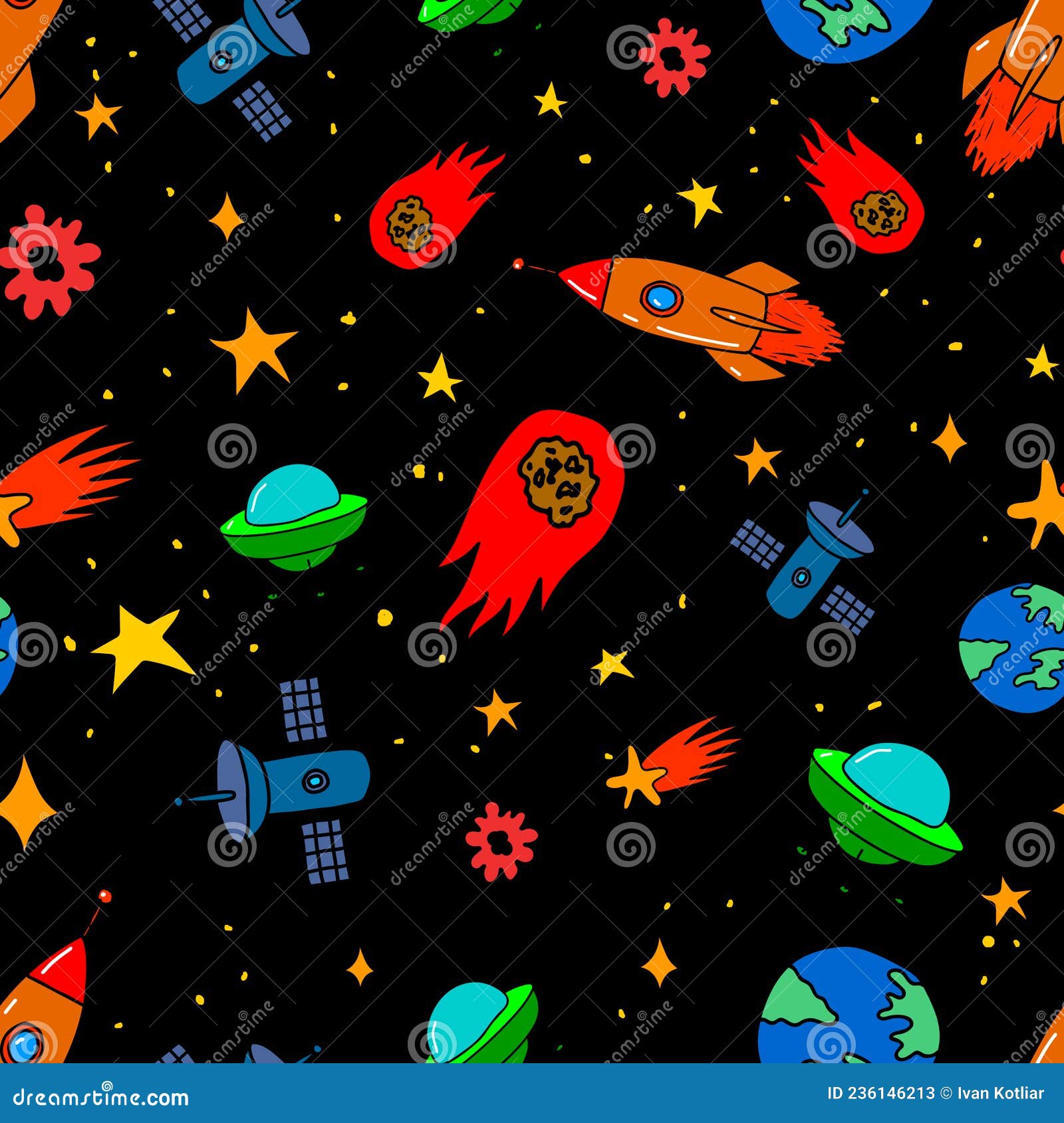 Seamless Pattern with Space Design Elements. Design Element for Poster ...